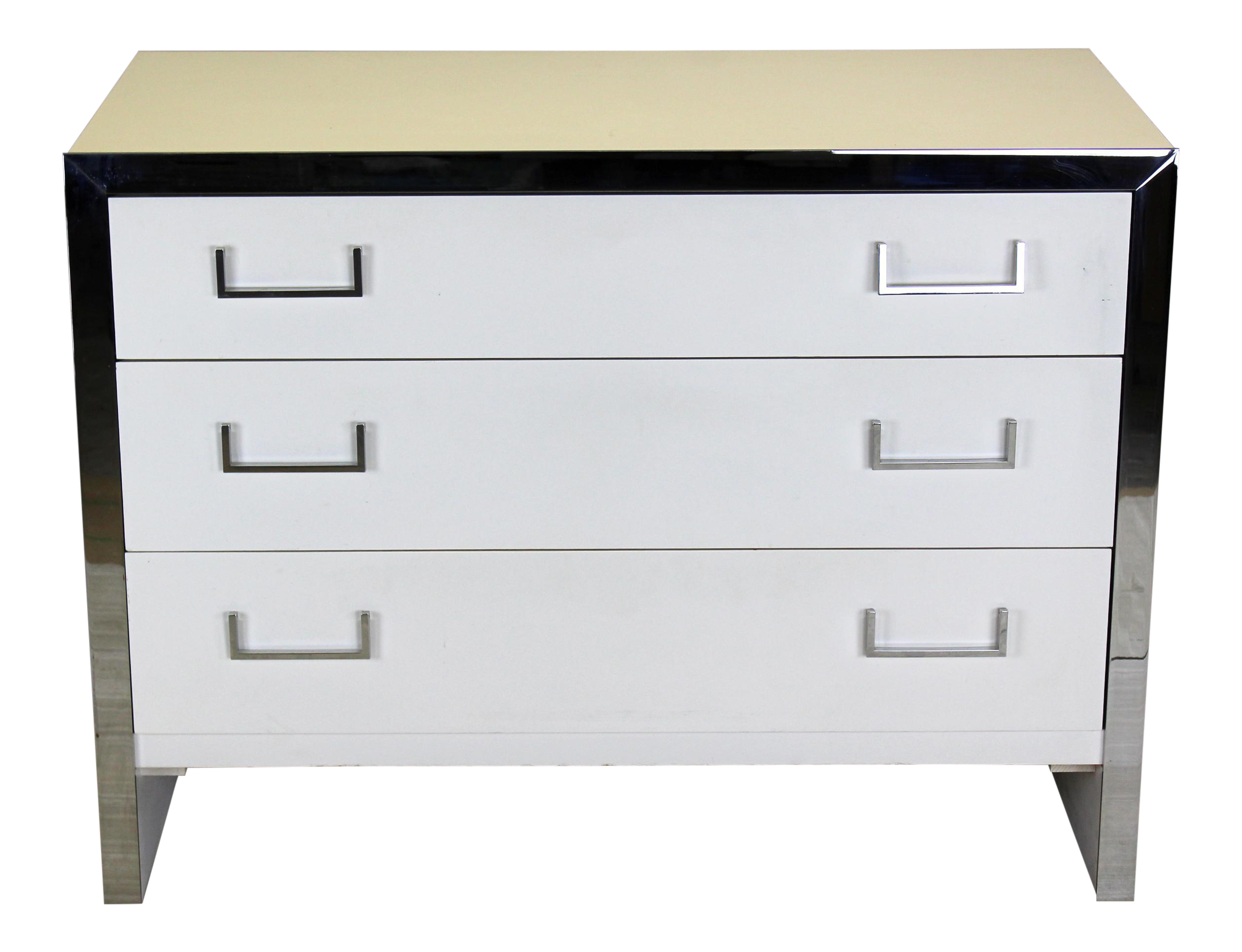 Mid Century White Commode of Three Drawers | Chairish
