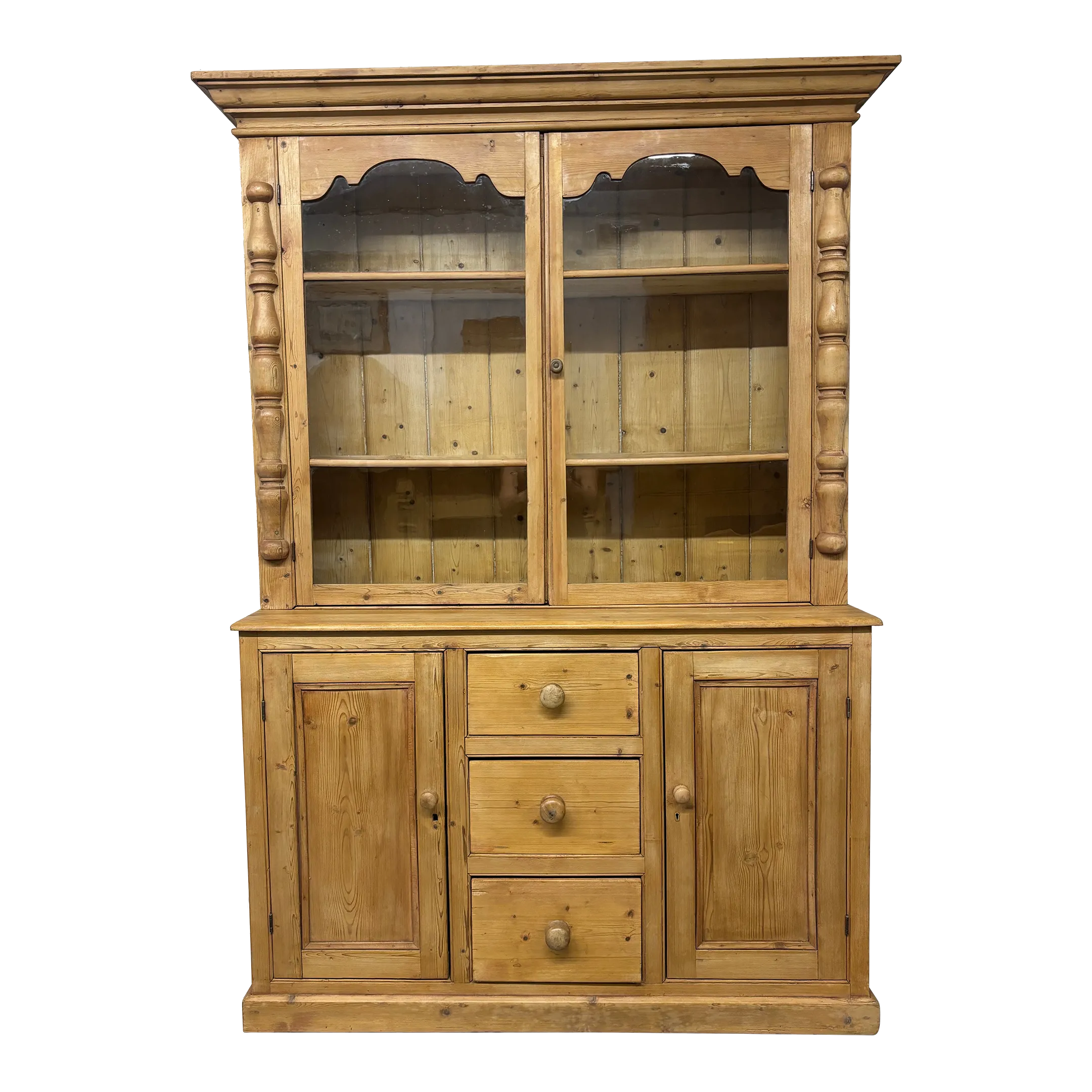 Antique Scottish Pine Dresser Bookcase Hutch | Chairish