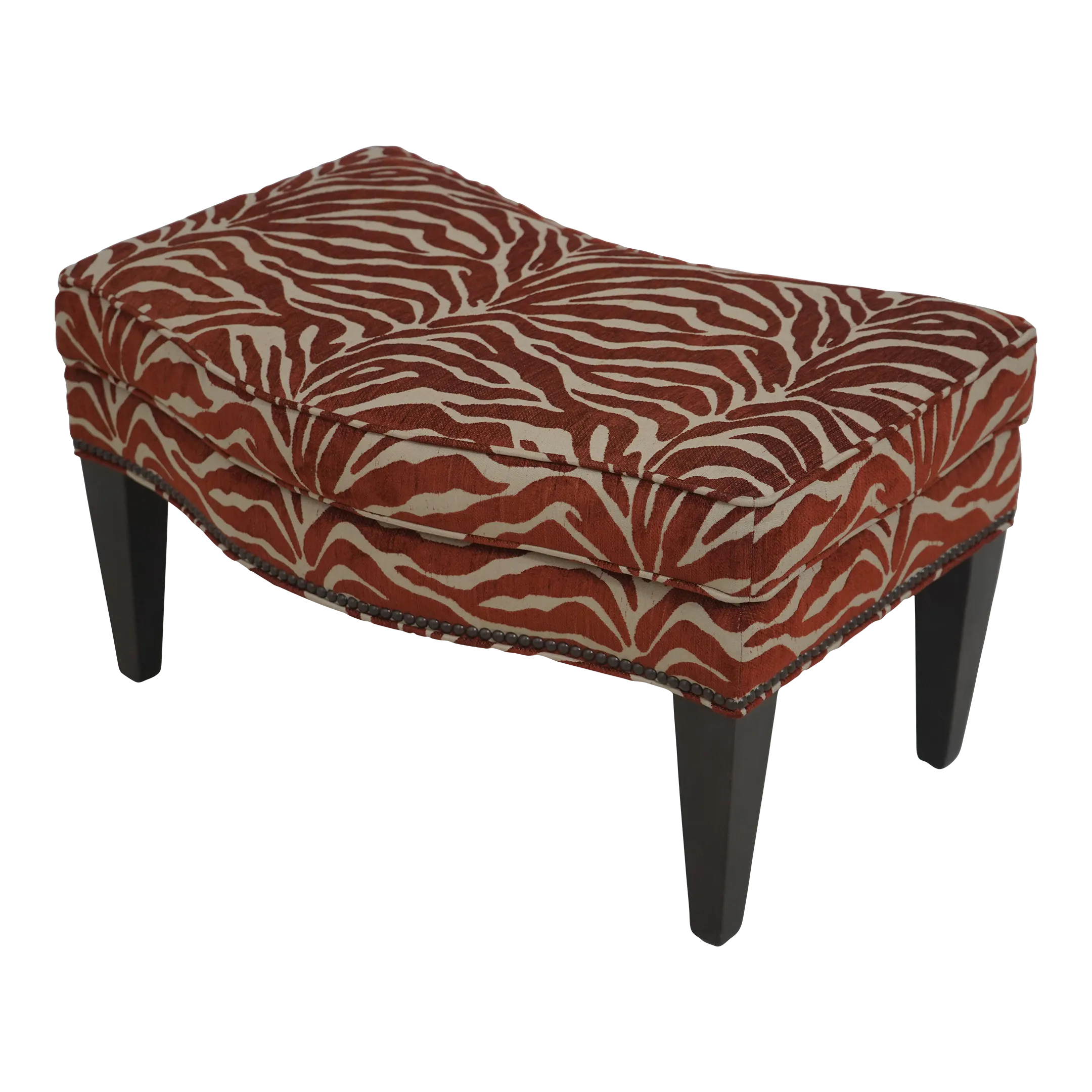 Ethan Allen Modern Design Zebra Print Upholstered Ottoman | Chairish