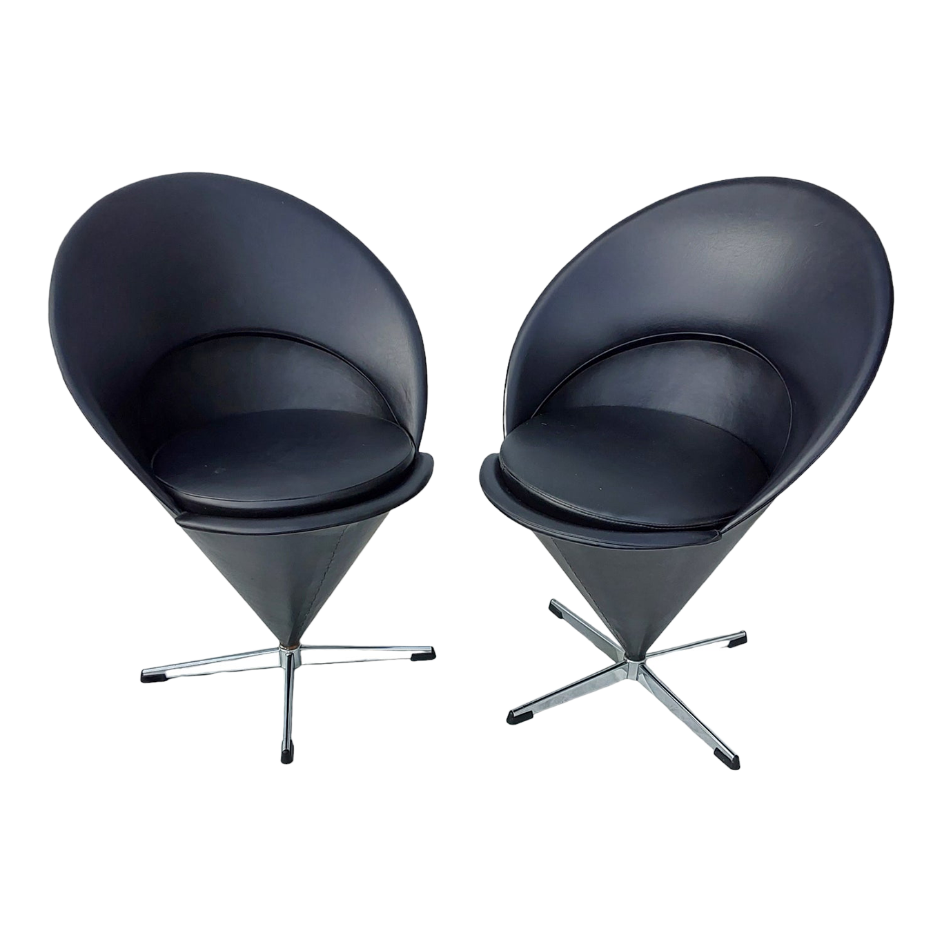 Verner Panton Attributed Mid-Century Modern 1980s Vintage Cone Chairs ...