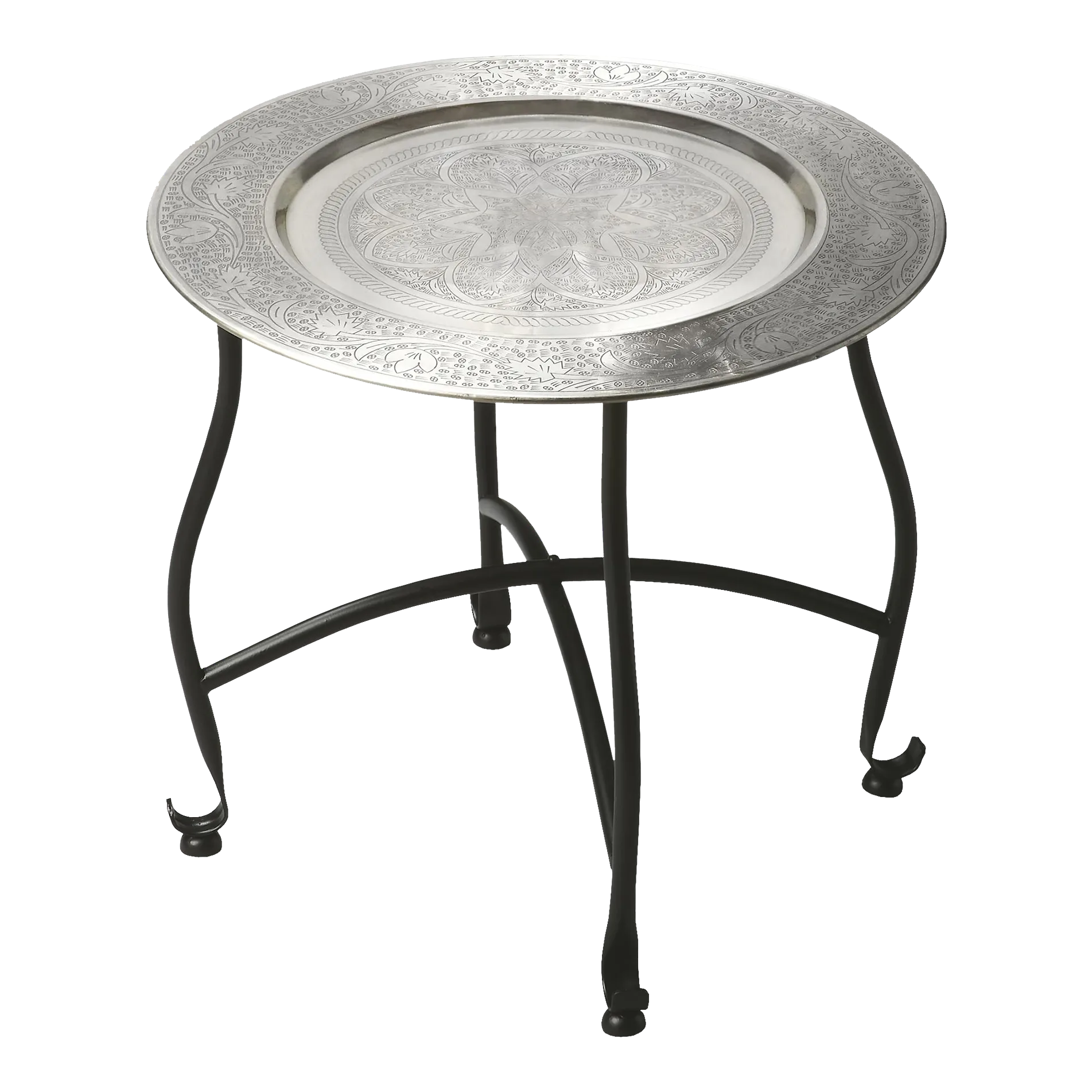 Moroccan Metal Tray Table, Multi-Color | Chairish