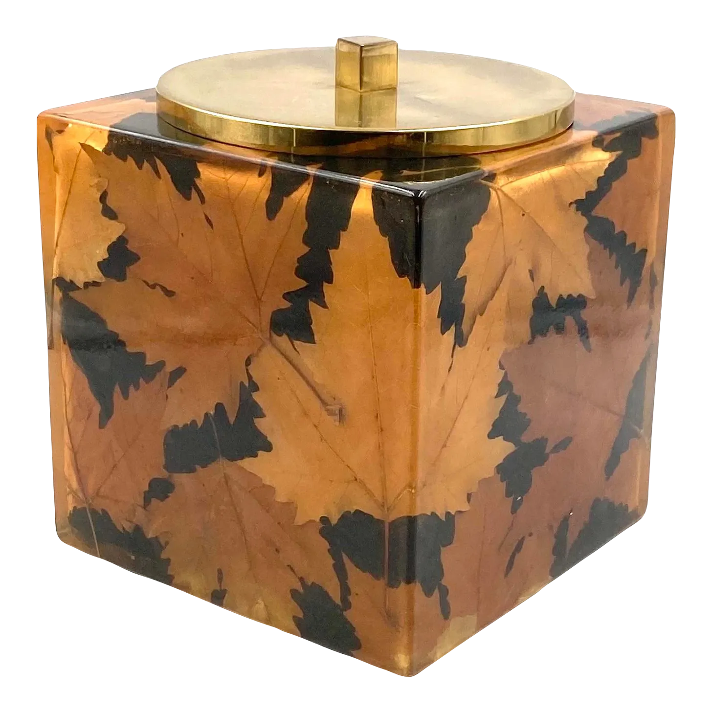 Hollywood Regency Brass and Leaves Resin Ice Bucket, Montagnani Firenze ...
