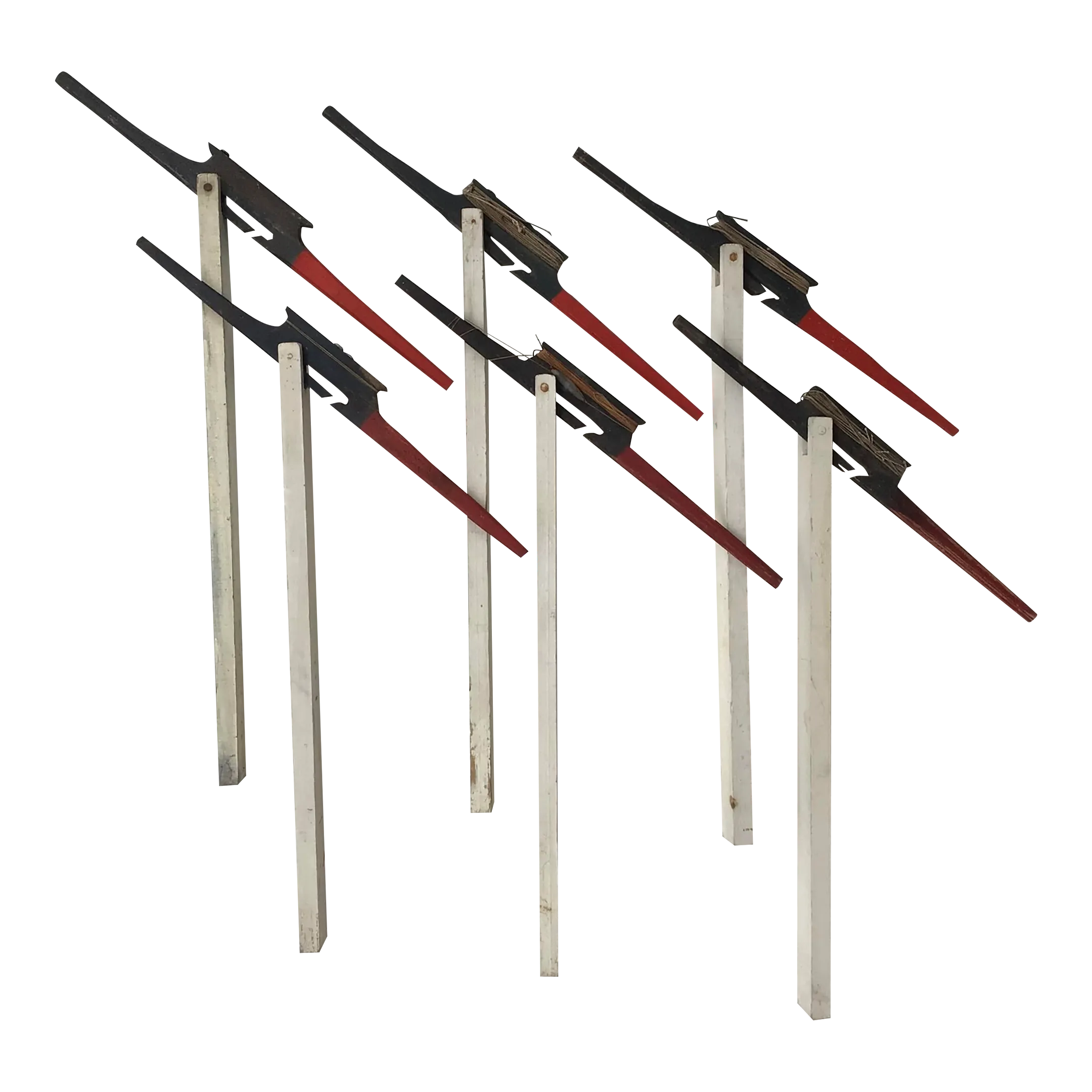 Circa 1940s Red, White & Blue Ice Fishing Tip Ups, Set of 6 | Chairish