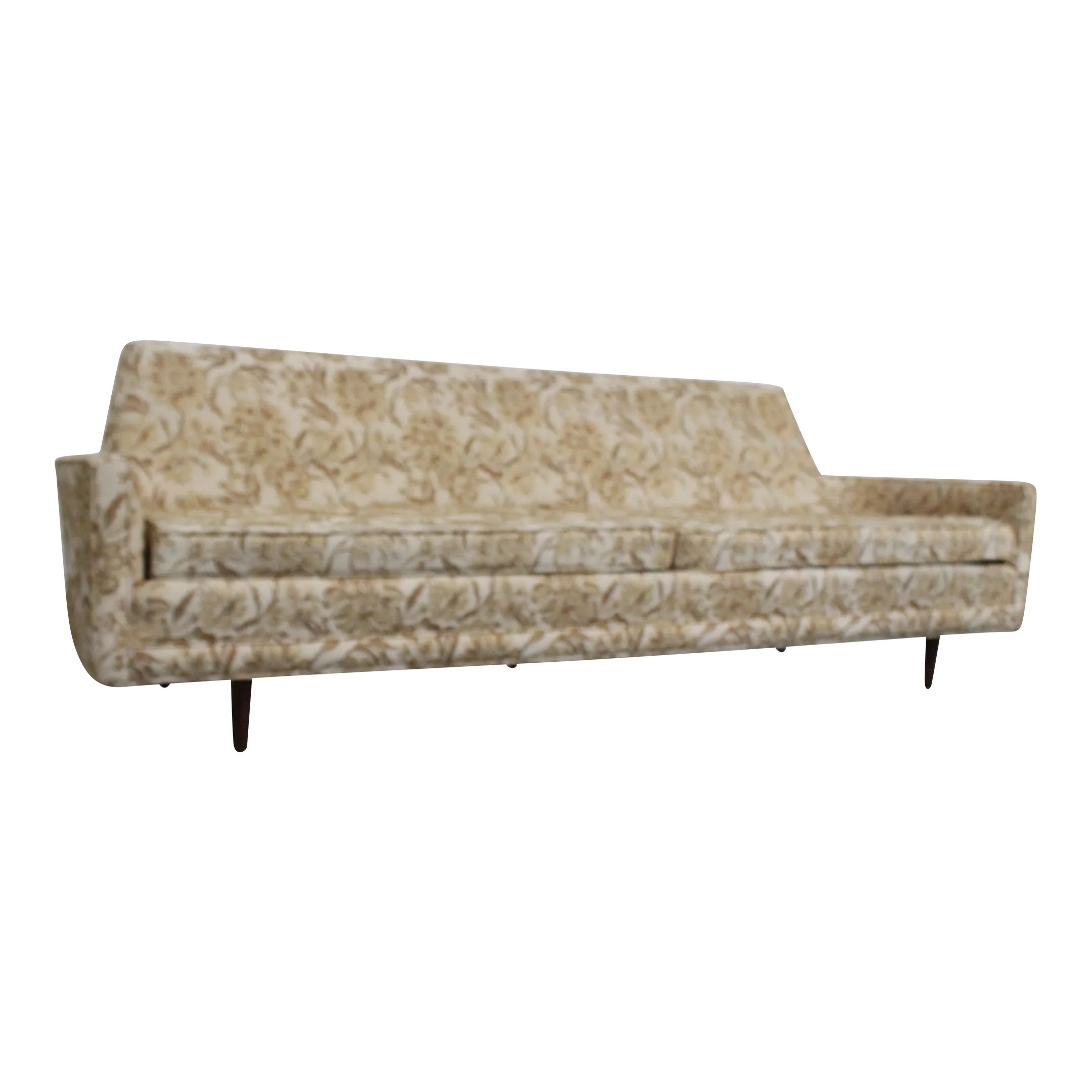 Mid-Century Elongated Curved Back 90" Sofa on Pencil Legs | Chairish