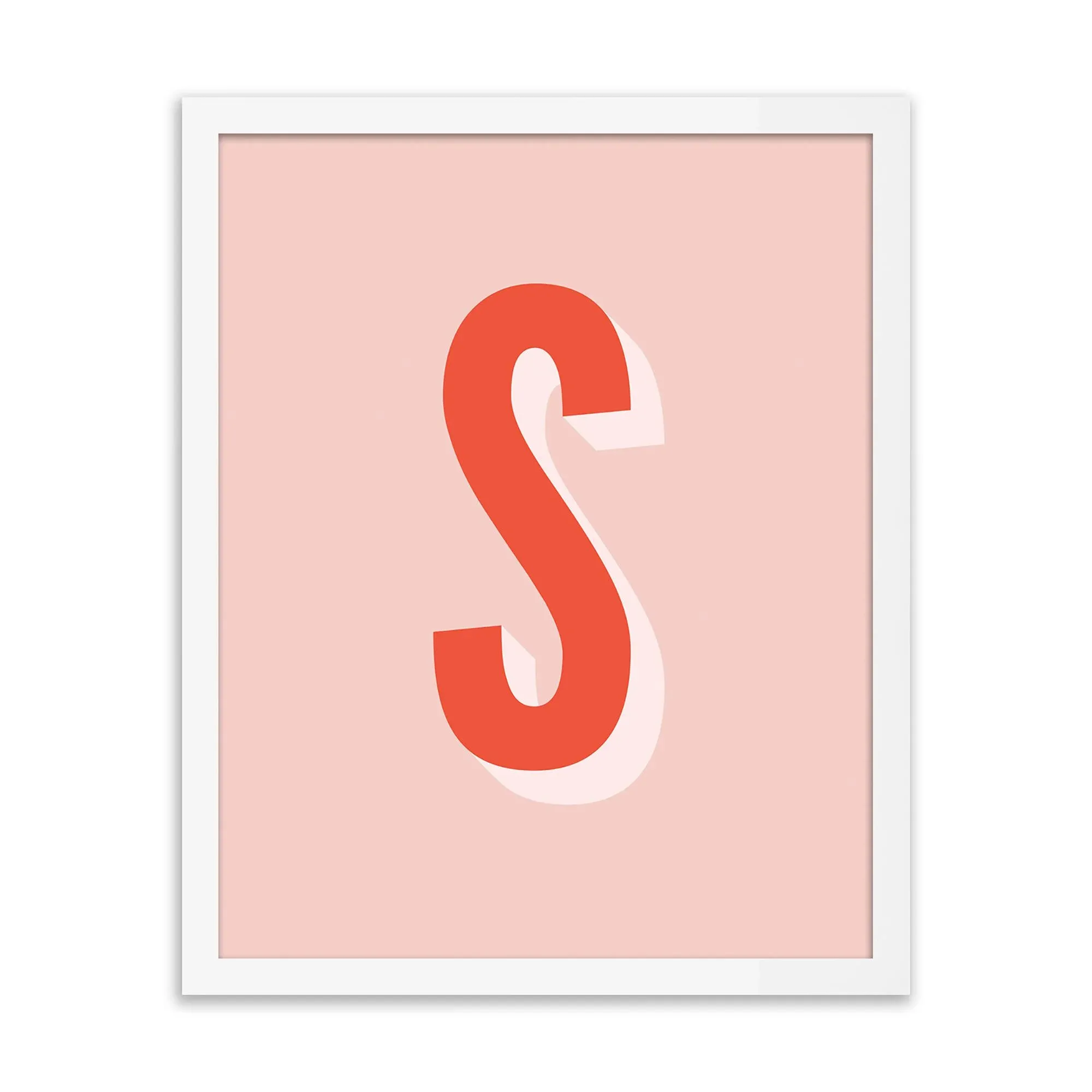 Alphabet Series in Pink, Letter S by Pencil & Paper in White Frame, XS ...