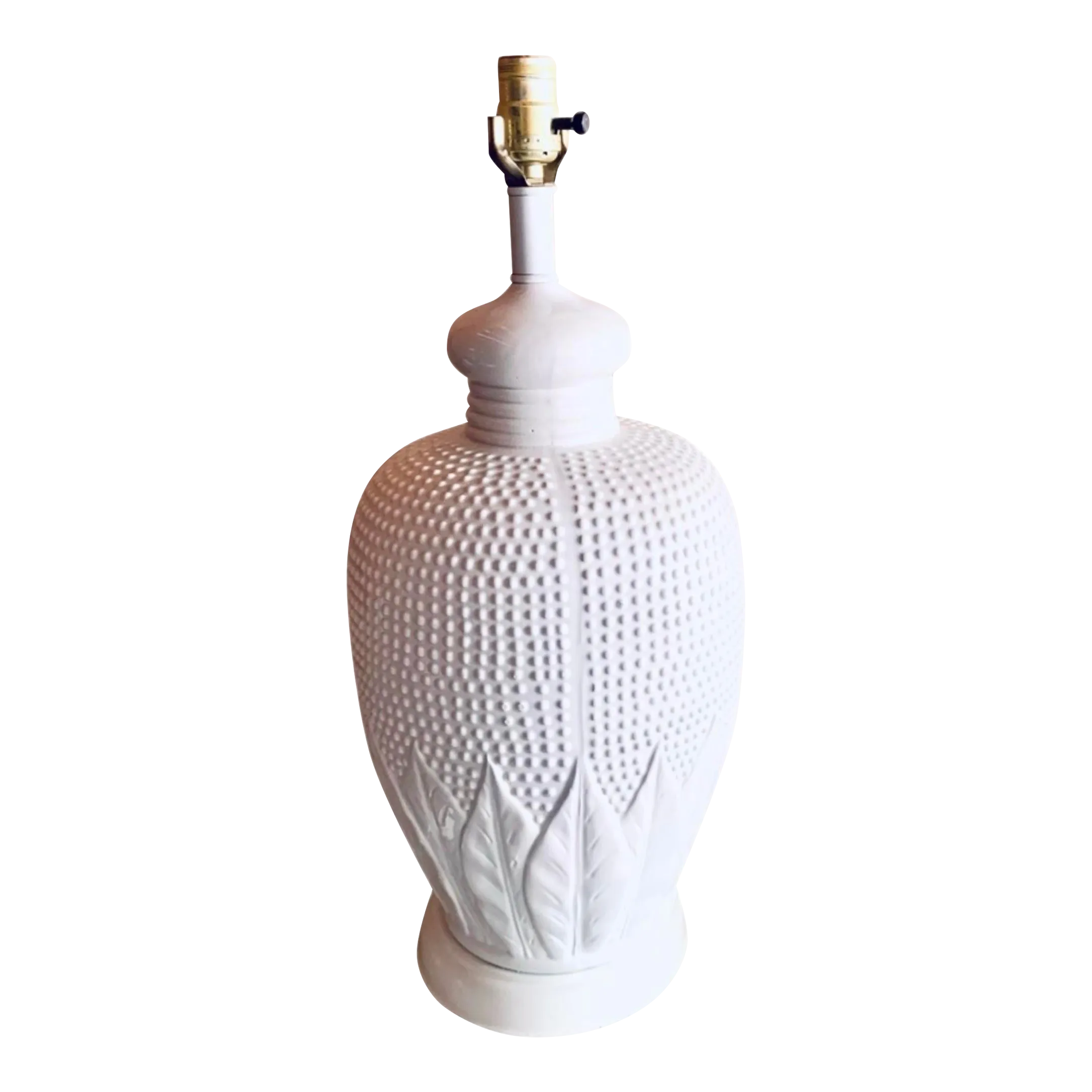 Large Off White Painted Metal Vintage Mid Century Leaf and Hobnail ...