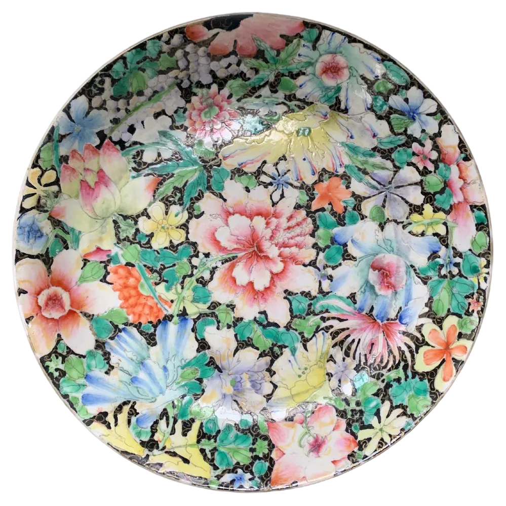 Millefleurs Porcelain Plate, China, 19th Century | Chairish