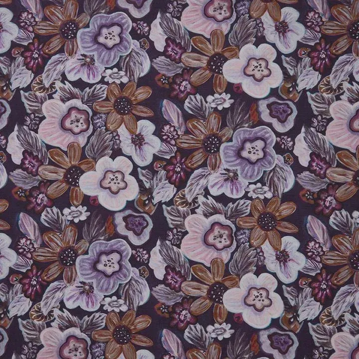 Boogie Oogie Oogie Plum Print on Cotton/Linen Blend Fabric | Chairish