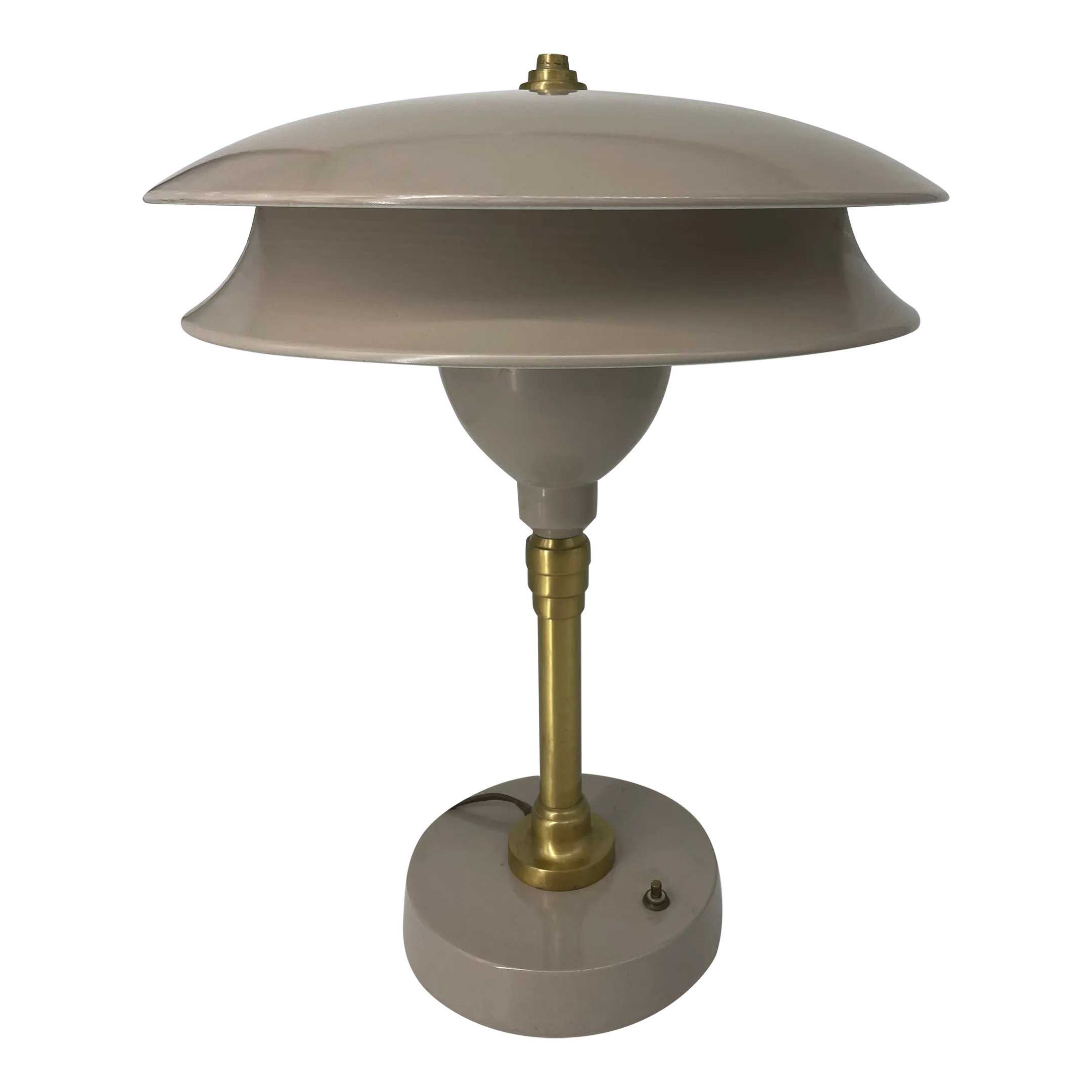 Vintage Mauve and Brass Art Deco Flying Saucer Lamp by Art Specialty Co ...