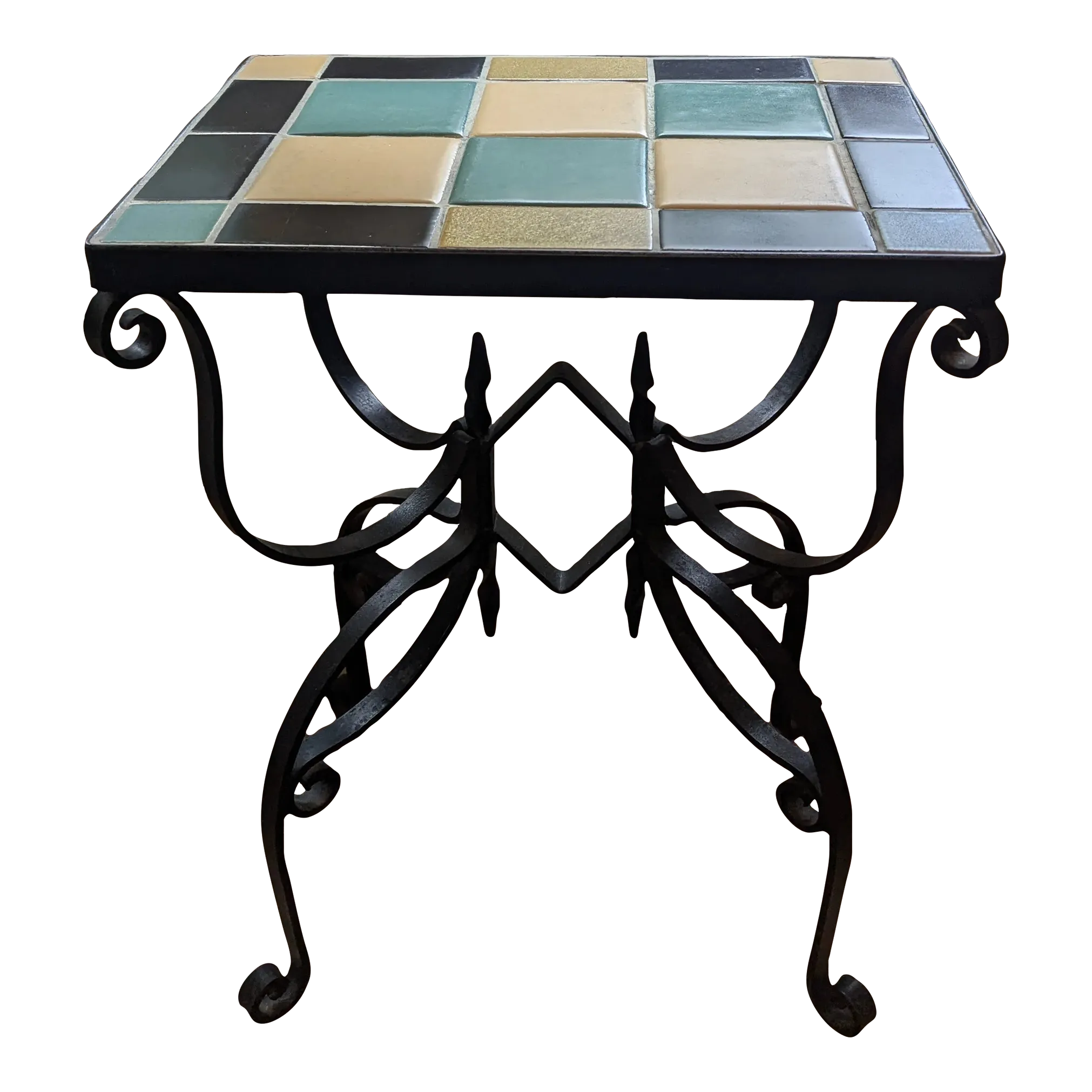 1940s California Tile Top Iron Table | Chairish
