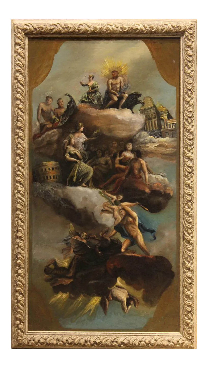 Classical Naturalistic Style Italian Allegory Study Oil Painting Mid ...