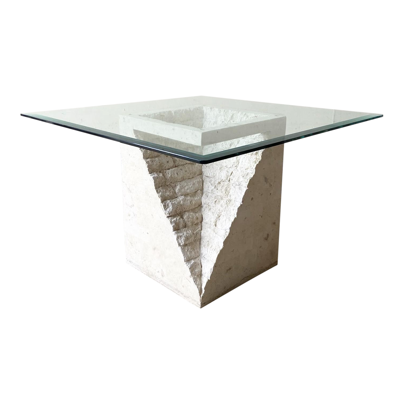 Postmodern Sculpted Tessellated Stone Side Table | Chairish