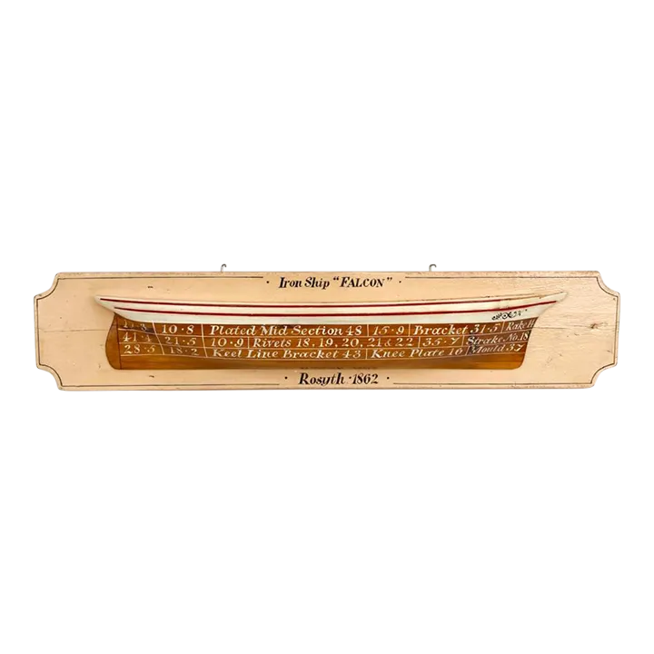 Vintage Danish Carved Half Hull Model of Iron Ship Falcon, Rosyth 1862 ...