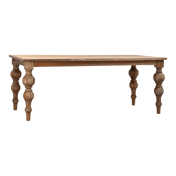 Reclaimed Elm Ball Leg Table 78" | Chairish
