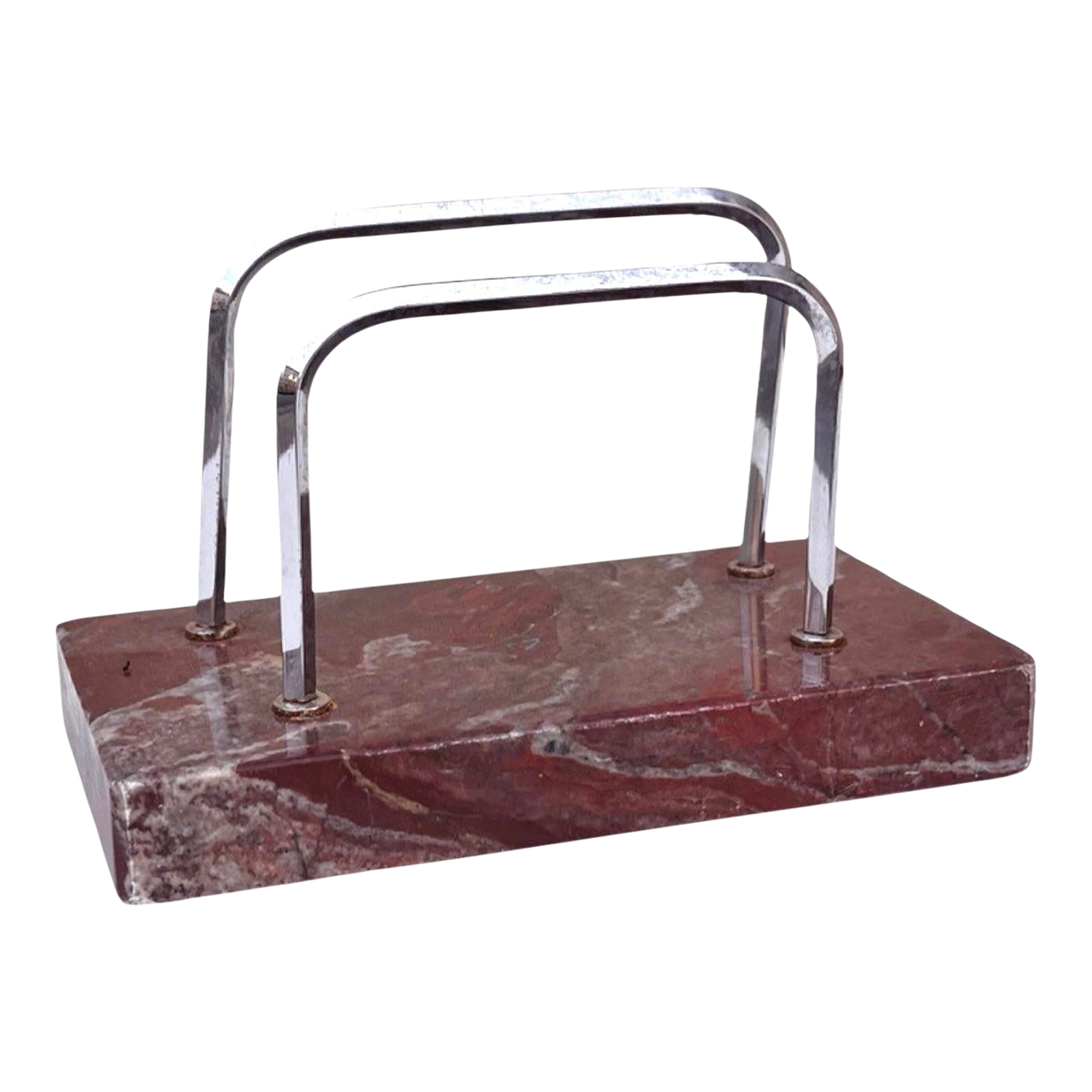 Letter Holder, Art Deco Letter Stand, Poland, 1930s, Chrome Marble ...