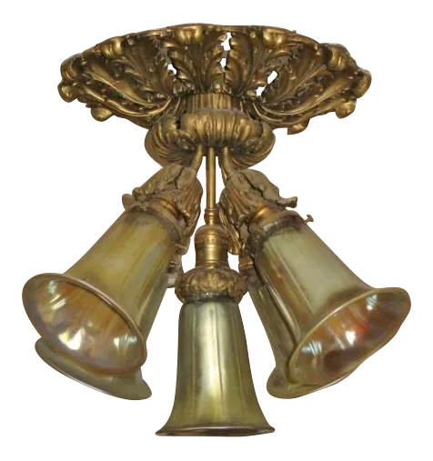 Caldwell Iridescent Shade Ceiling Light or Flush Mount | Chairish