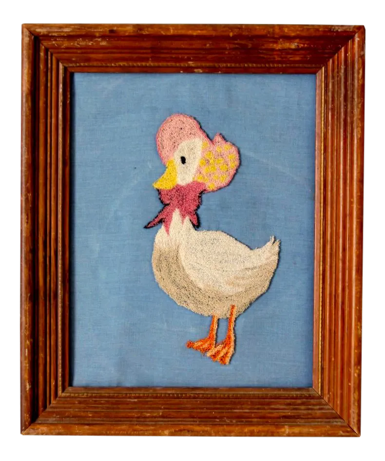 Vintage Mother Goose Embroidered Wall Art | Chairish