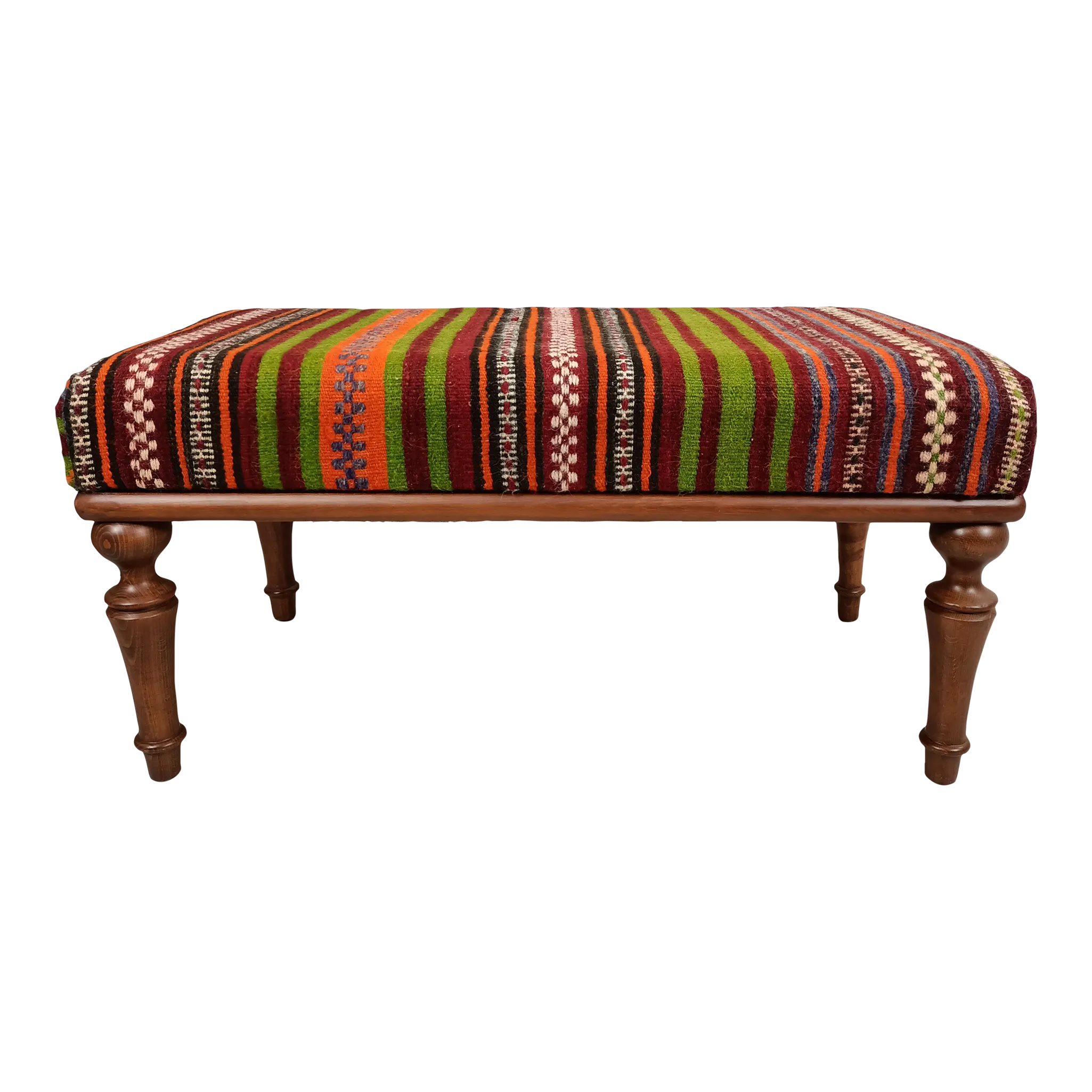 Handmade Boho Kilim Upholstered Bench | Chairish