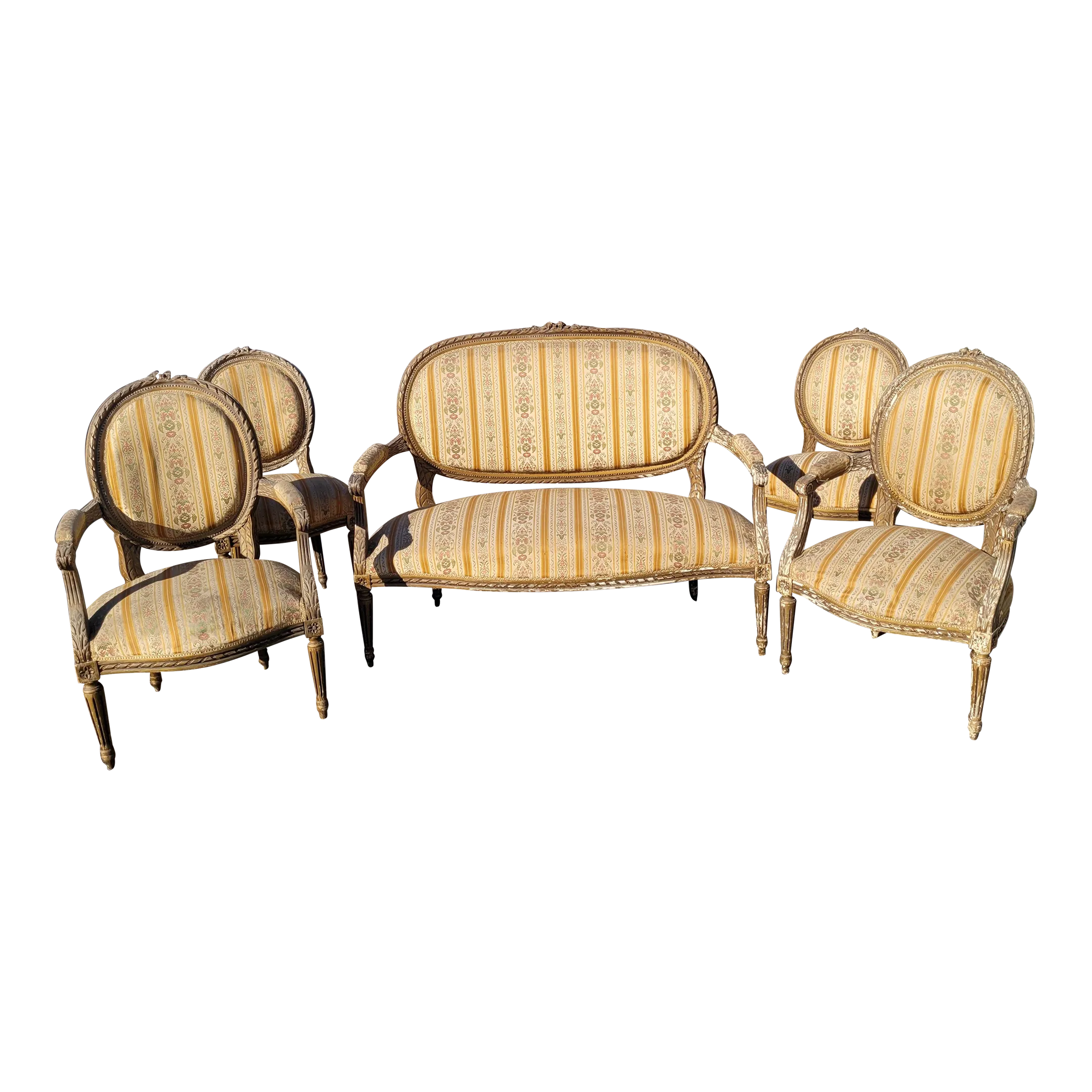 Antique French Salon Suite of Seating- 5 Pieces | Chairish