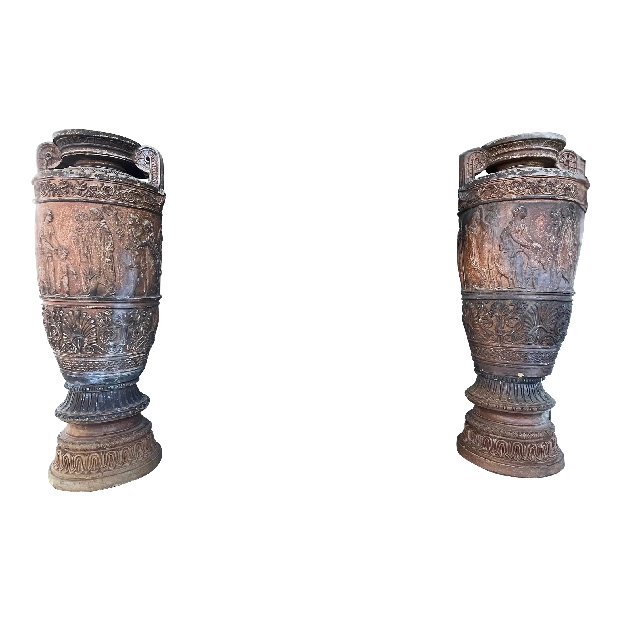 Late 19th Century Monumental Neoclassical Amphora Garden Urns - Set of ...