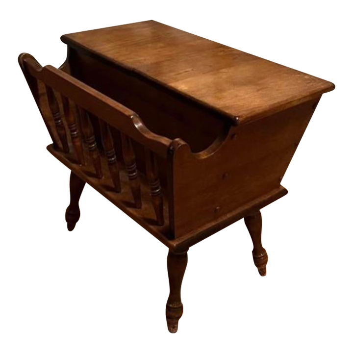 1960s Vintage Maple Side Table Magazine Rack Storage | Chairish