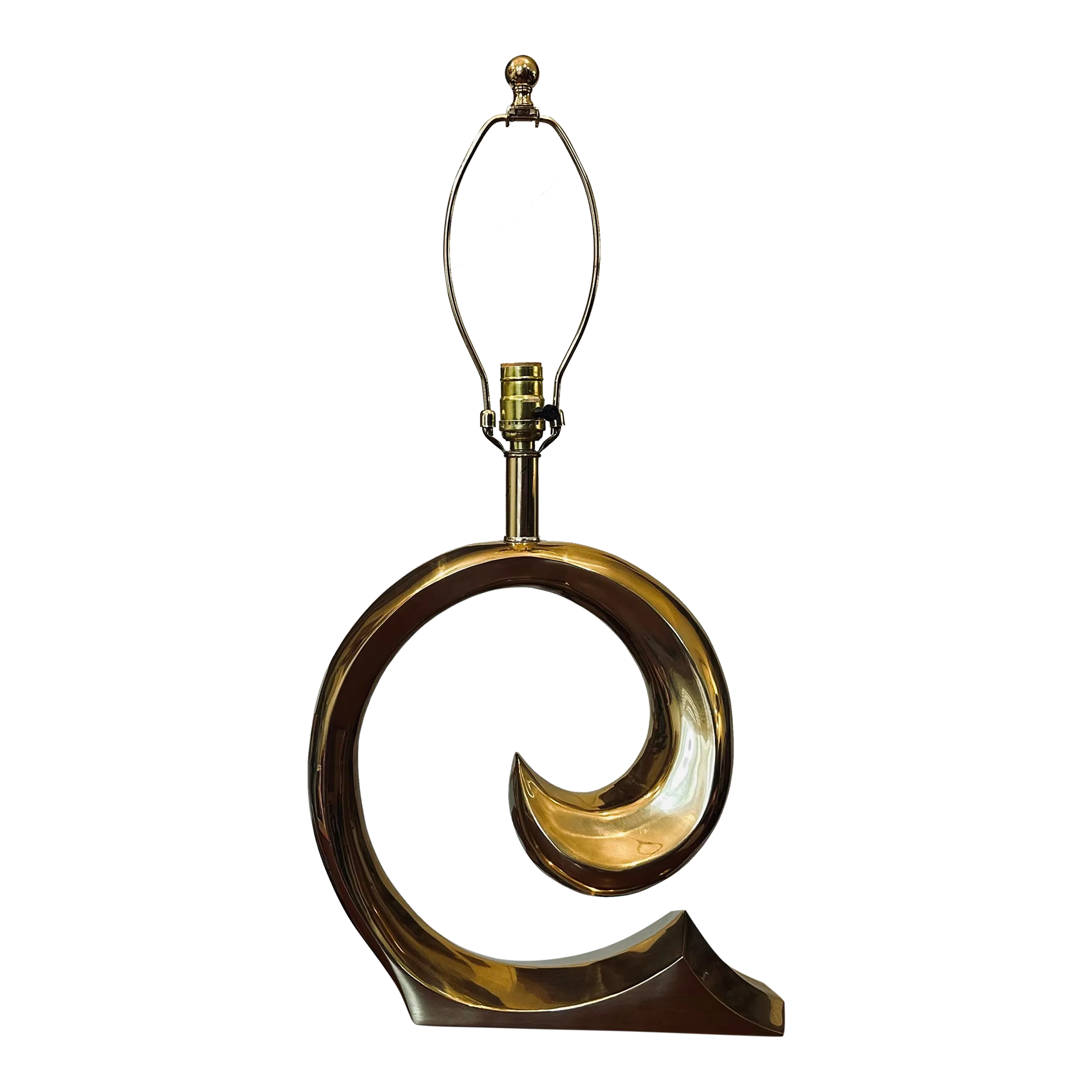 1970's Solid Brass Swoosh 'Pierre Cardin' Table Lamp by Erwin Lambeth ...