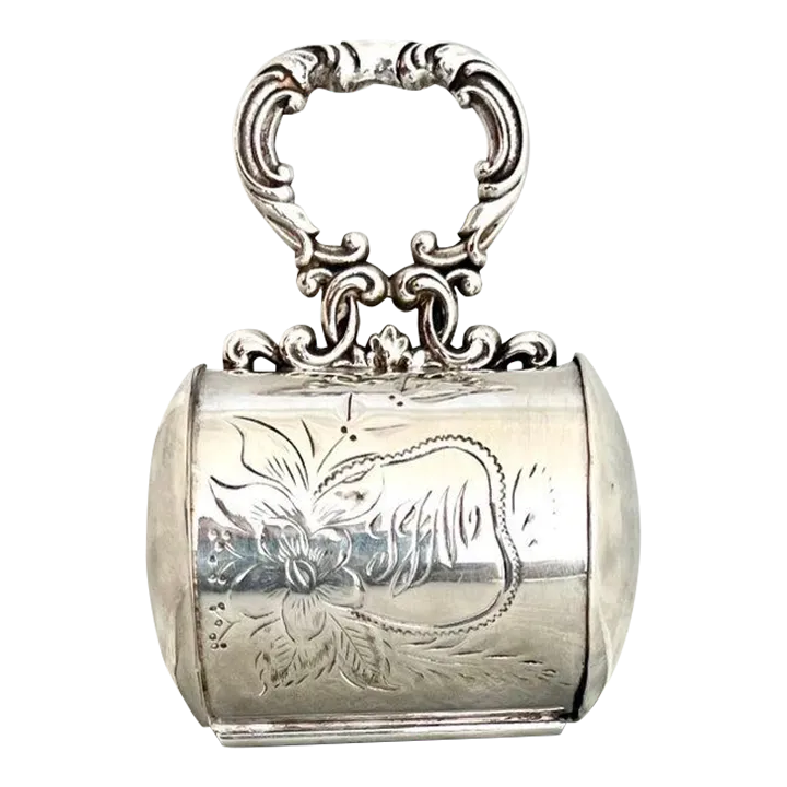 Victorian Style Retractable Razor Strap Enclosed in Silver | Chairish