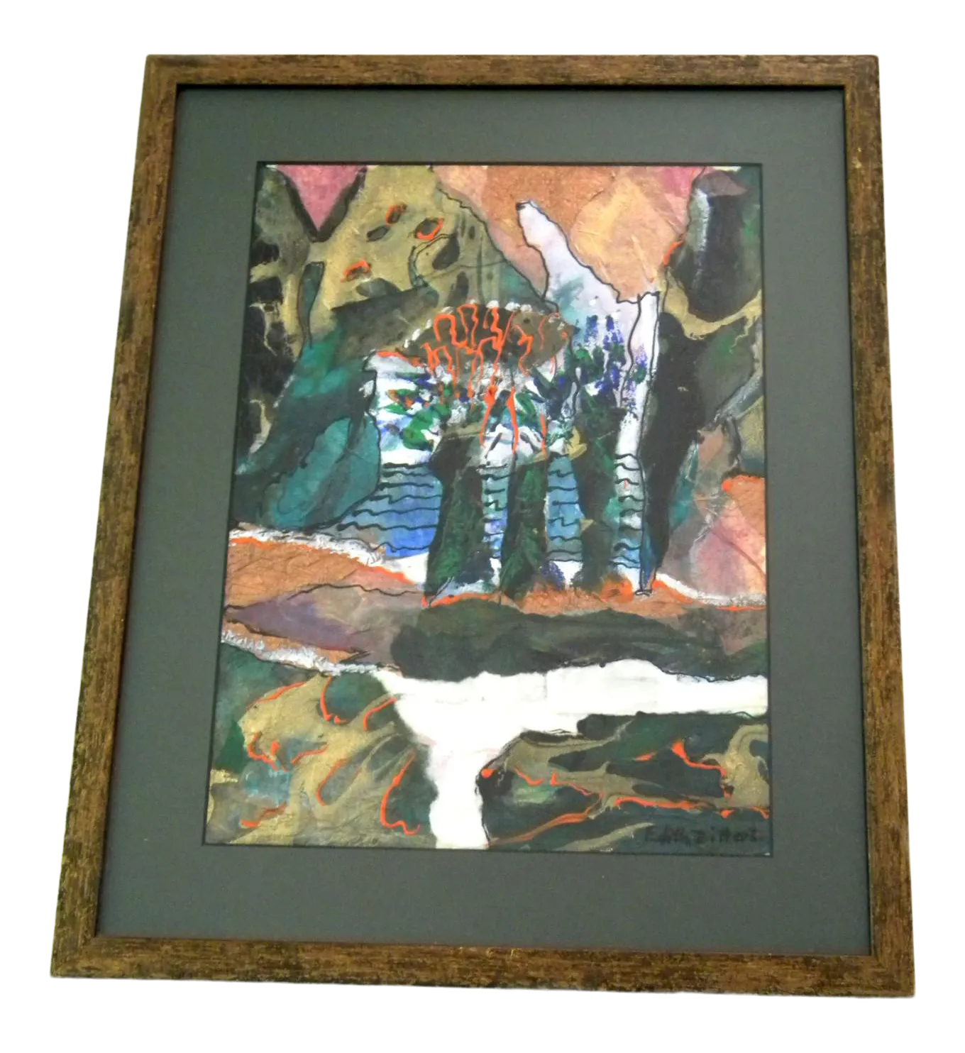 Abstract Landscape Painting Mixed Media Collage | Chairish