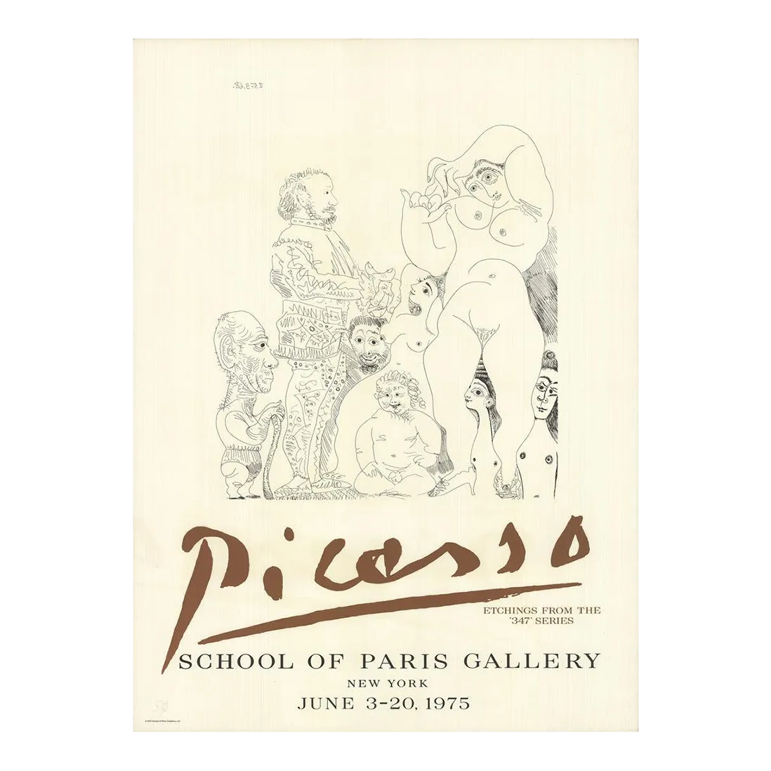 1975 Pablo Picasso 'School of Paris Gallery' Gray & White USA Etching ...