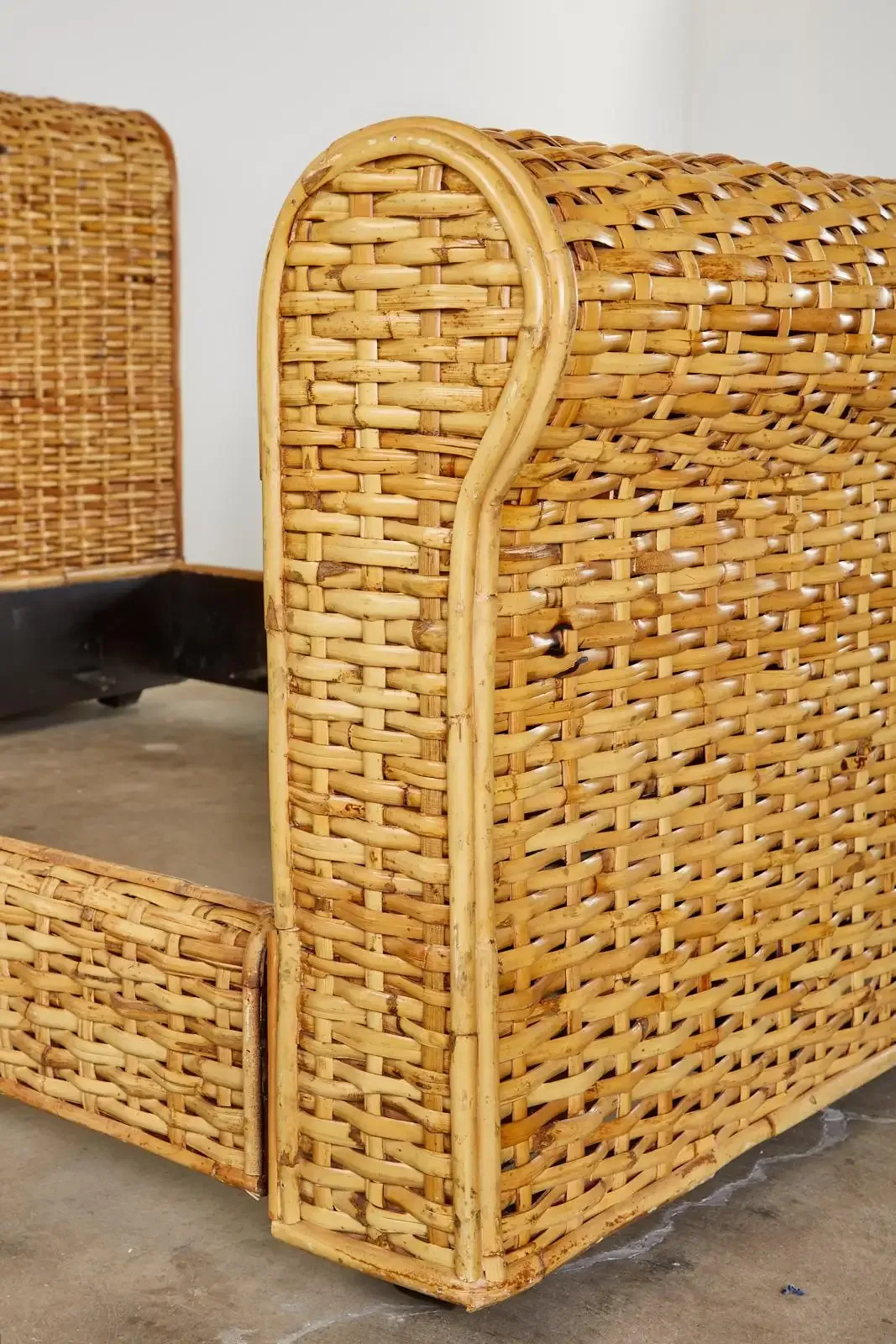 Late 20th Century Ralph Lauren Home Collection Woven Rattan Wicker Bed Chairish
