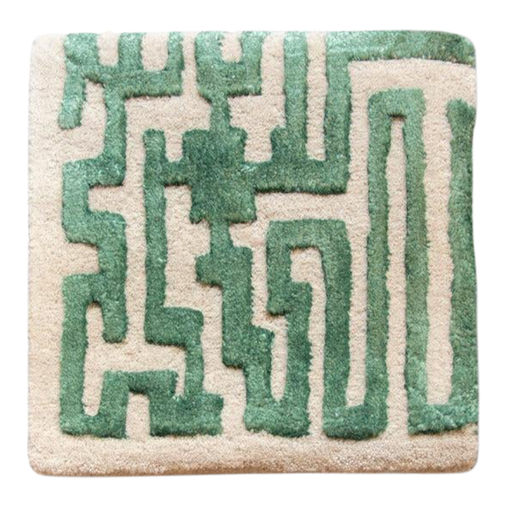 Sample Theseus Maze Rug, Boxwood Green, 12x12 | Chairish