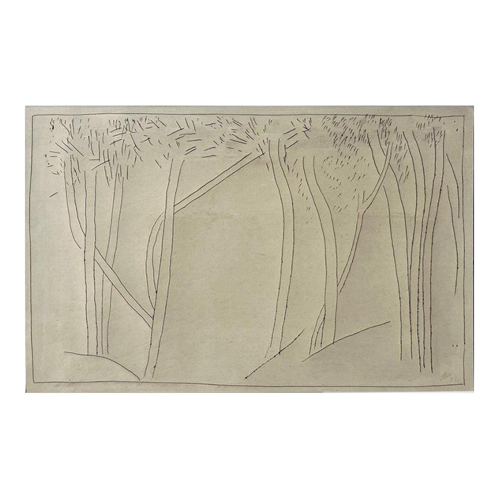 Abstract "Tree Landscape" Ink Line Drawing 1981 American Modernist Jack ...