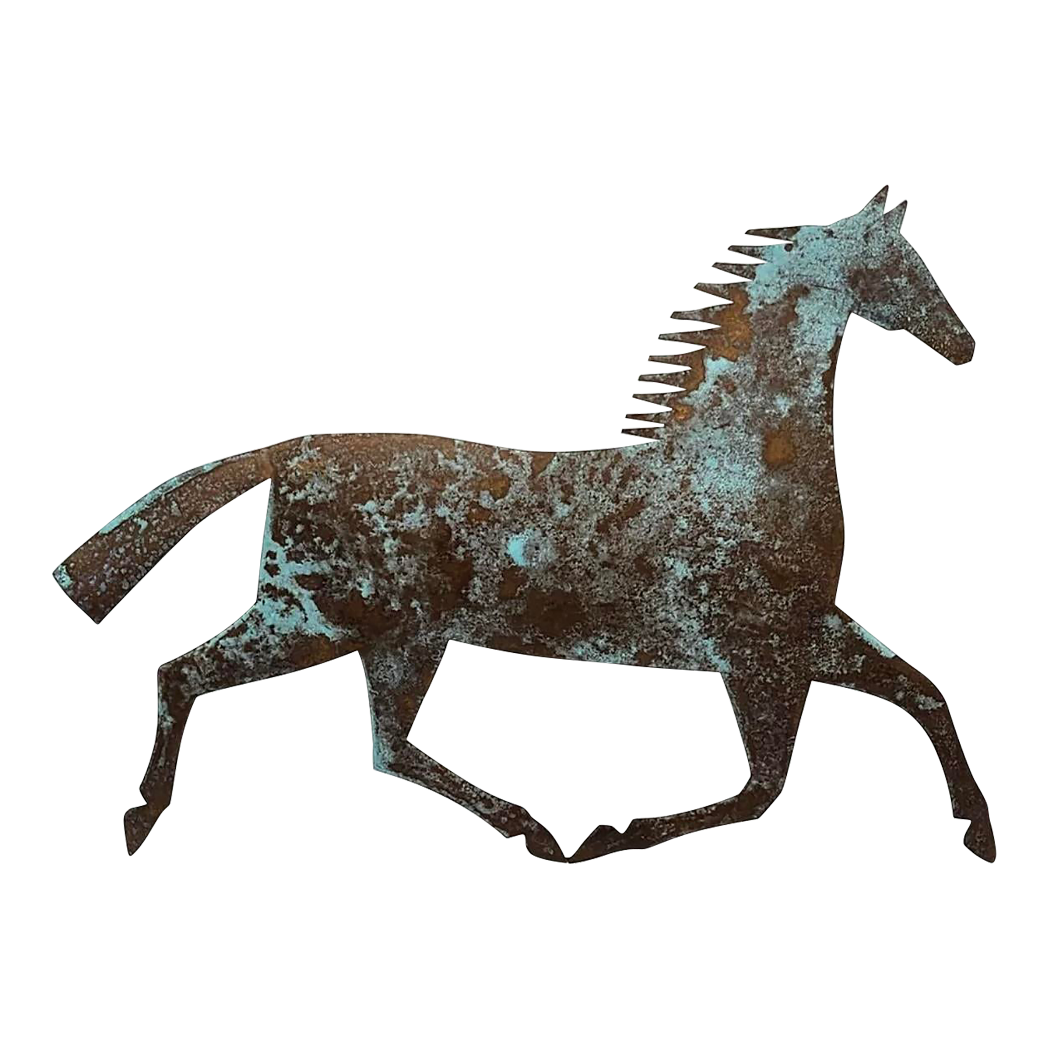 Vintage Verdigris Metal Horse, Wired to Hang | Chairish