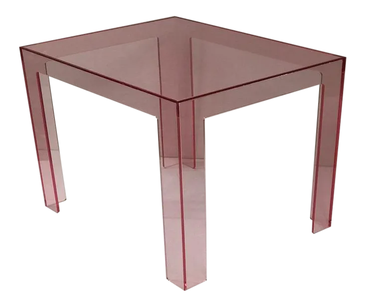 Pink Acrylic Square Table | Chairish