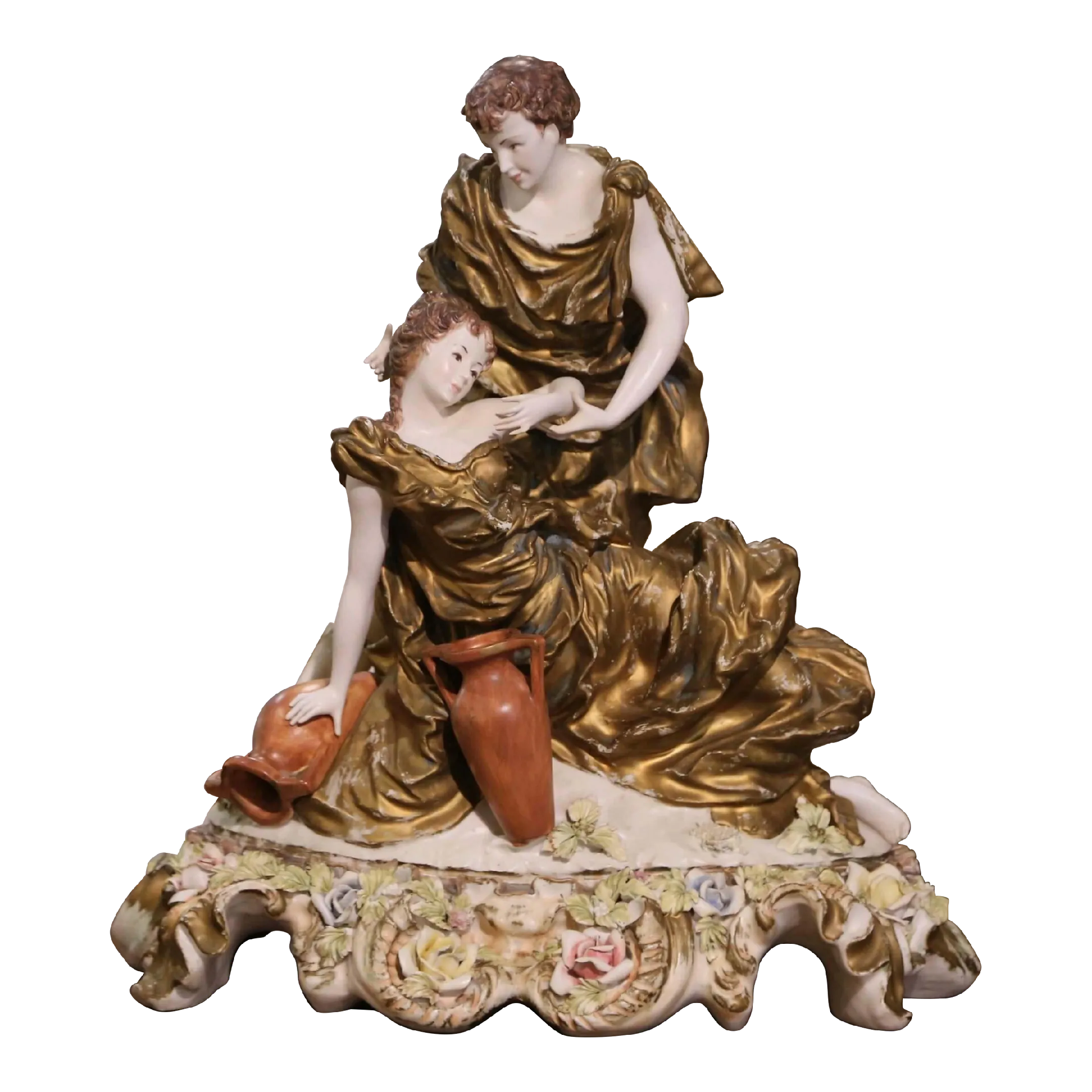20th Century Italian Hand-Painted and Gilt Porcelain Capodimonte ...