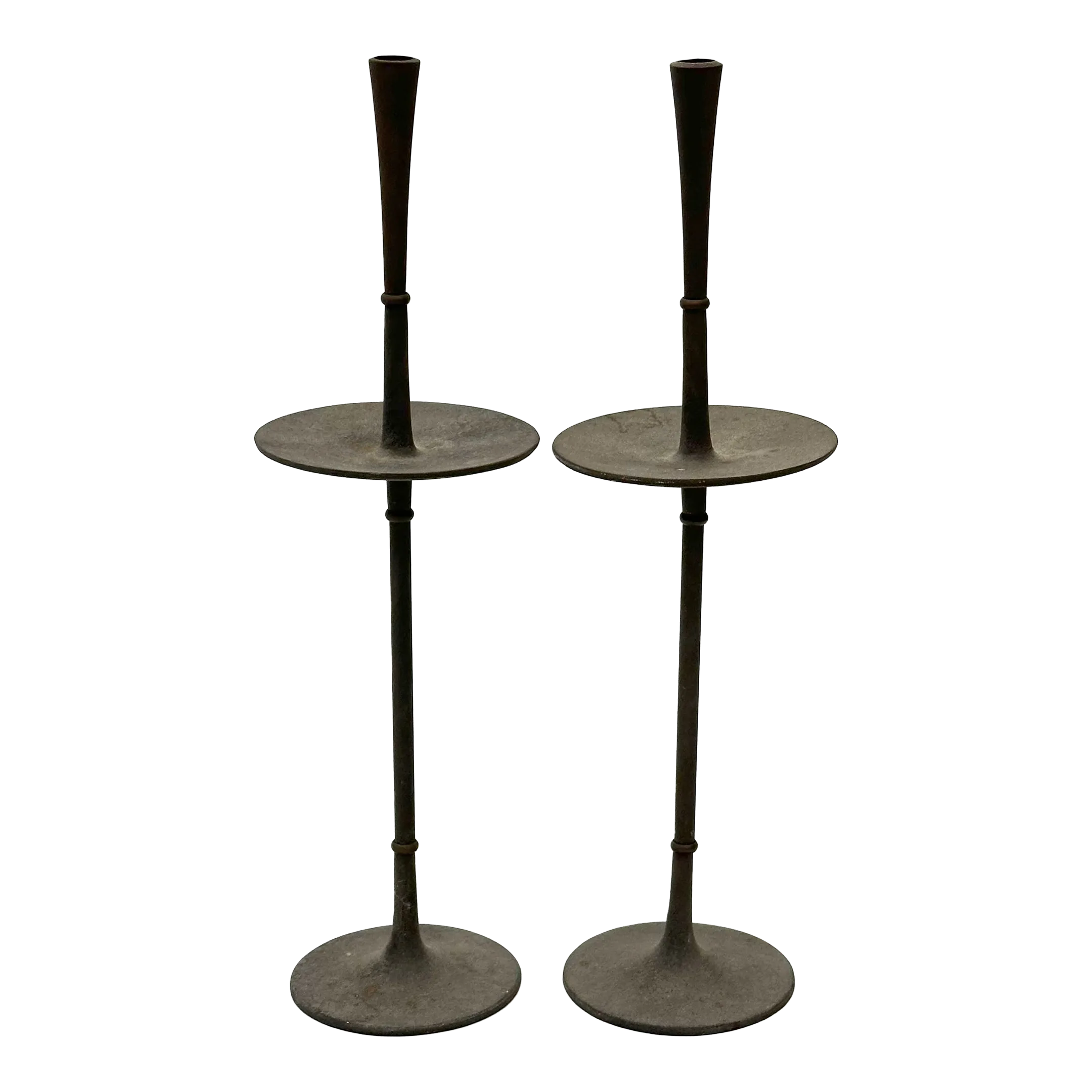 1960s Jens Quistgaard Ihq Dansk Tall Cast Iron Candlestick Pair | Chairish