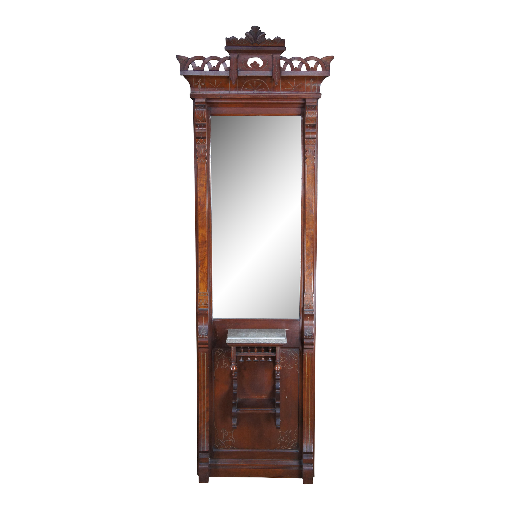 Antique Victorian Eastlake Mahogany Hall Parlor Entry Vanity Pier ...