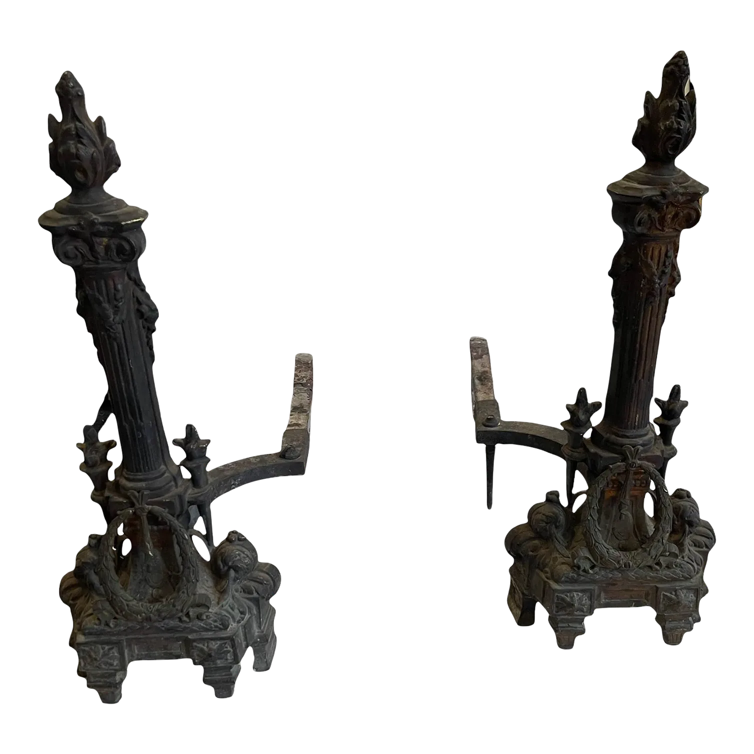 Mid 18th Century Victorian Western Europe Cast Iron Large Fire Dogs - a ...