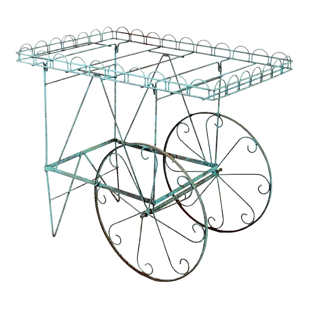Vintage Painted Iron Flower Cart | Chairish
