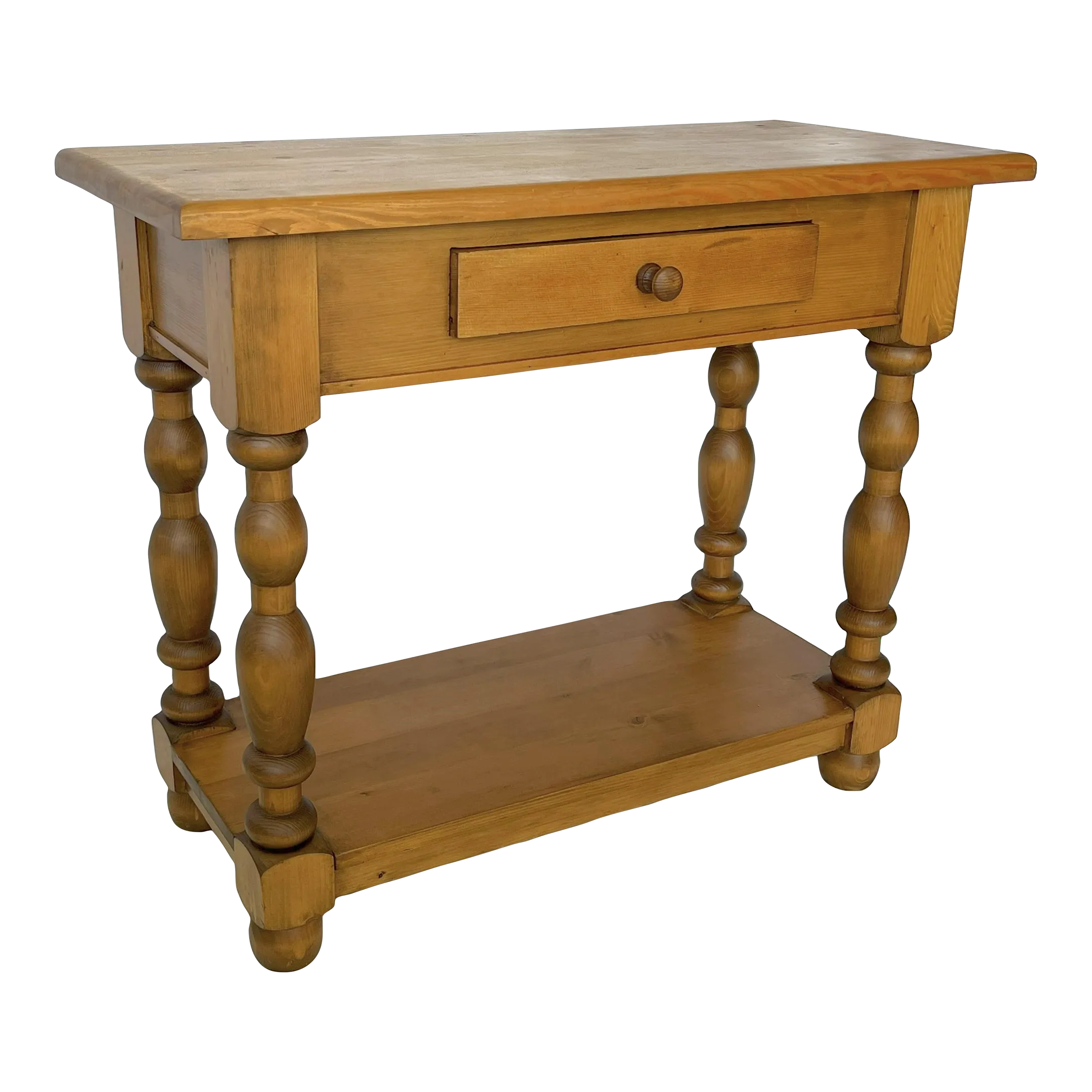 Rustic Solid Wood Console Table With Drawer and Lower Shelf | Chairish