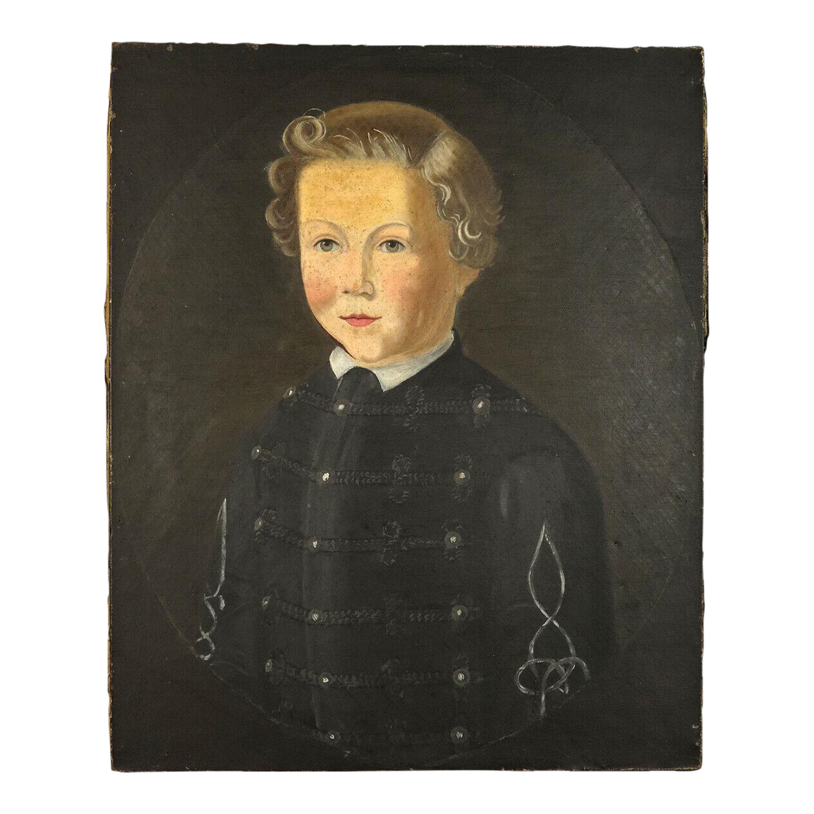 19th Century Antique Portrait of a Royal Child in a Red Cape Oil ...