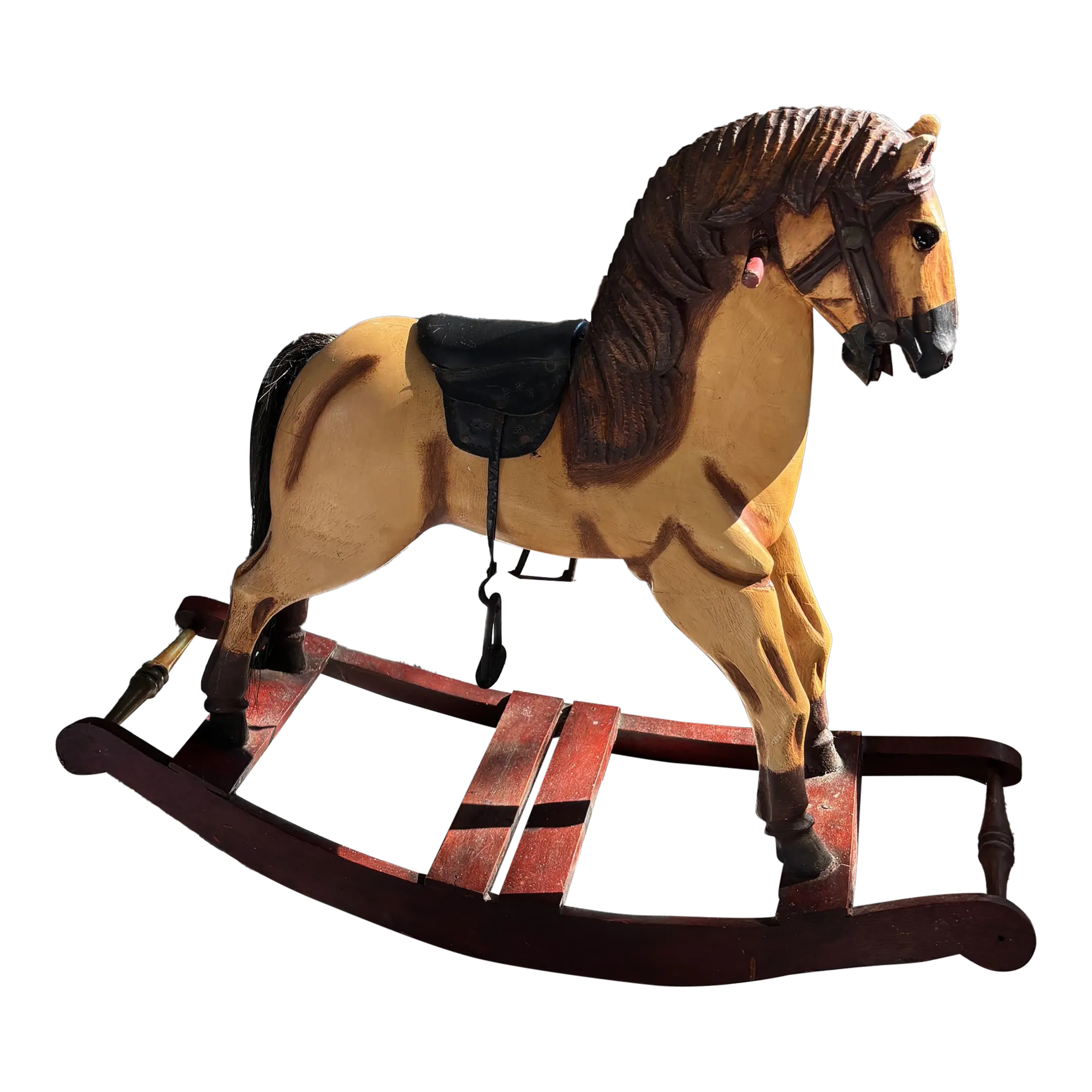 Antique Wooden Carved Rocking Horse | Chairish