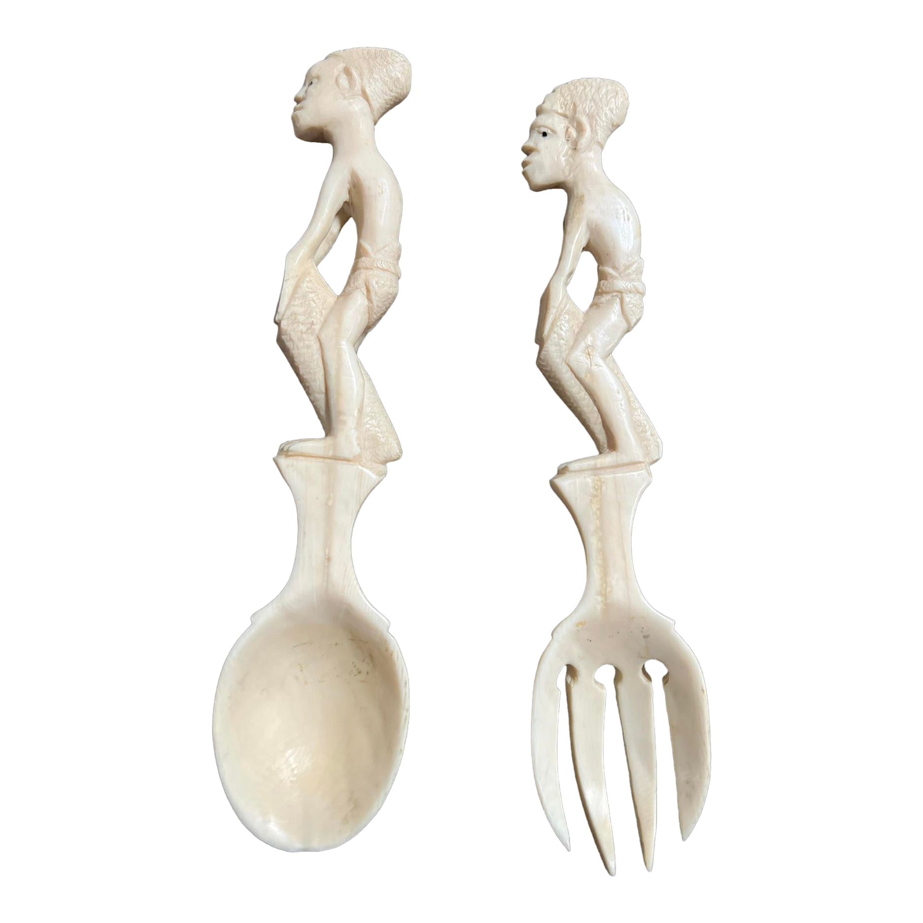 1950s Carved African Fork and Spoon 20th Century- a Pair | Chairish