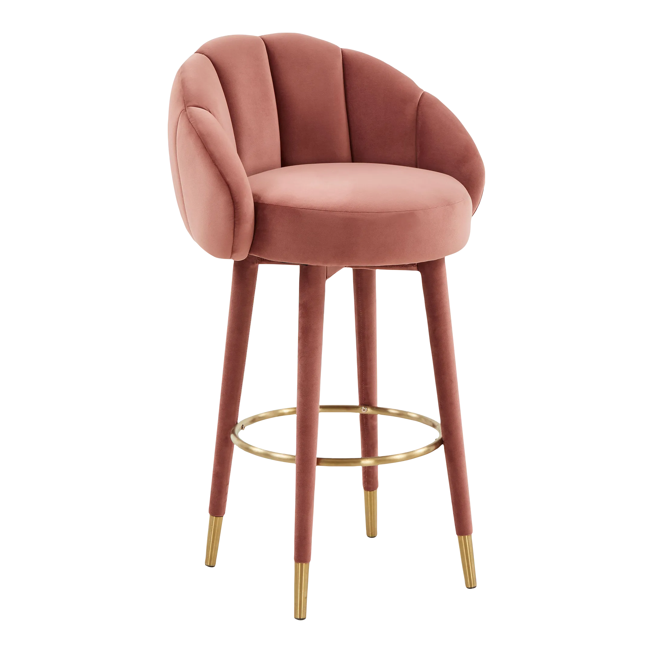 Myla Salmon Swivel Bar Stool | Chairish
