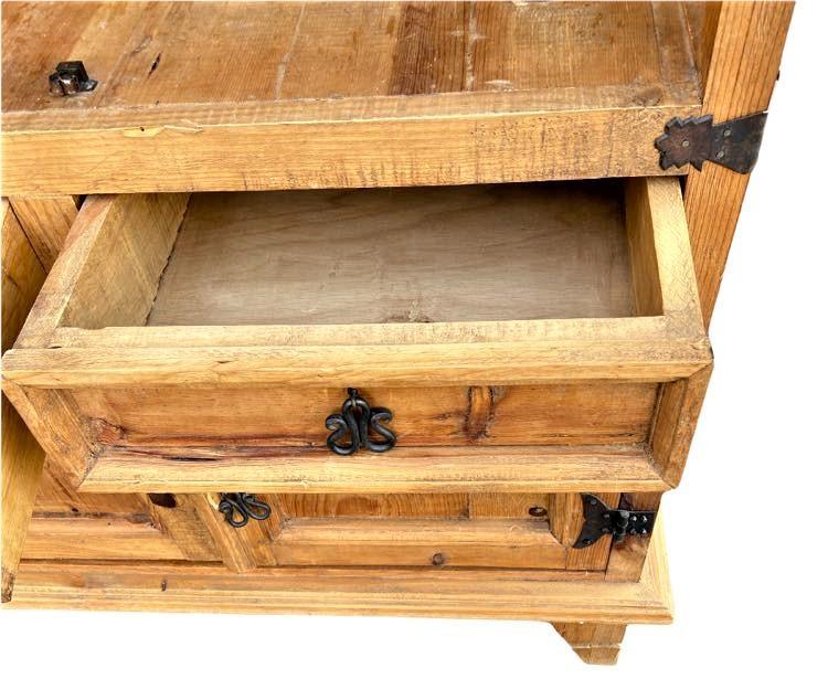 Mexican Rustic Pine Armoire or Dining Kitchen Hutch Early 21st Century
