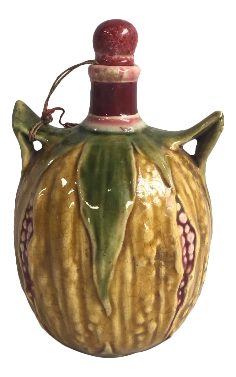19th Century Majolica Pomegranate LIquor Pitcher | Chairish
