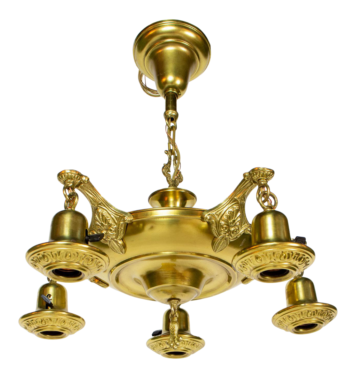 Five Light Brass Pan Light | Chairish