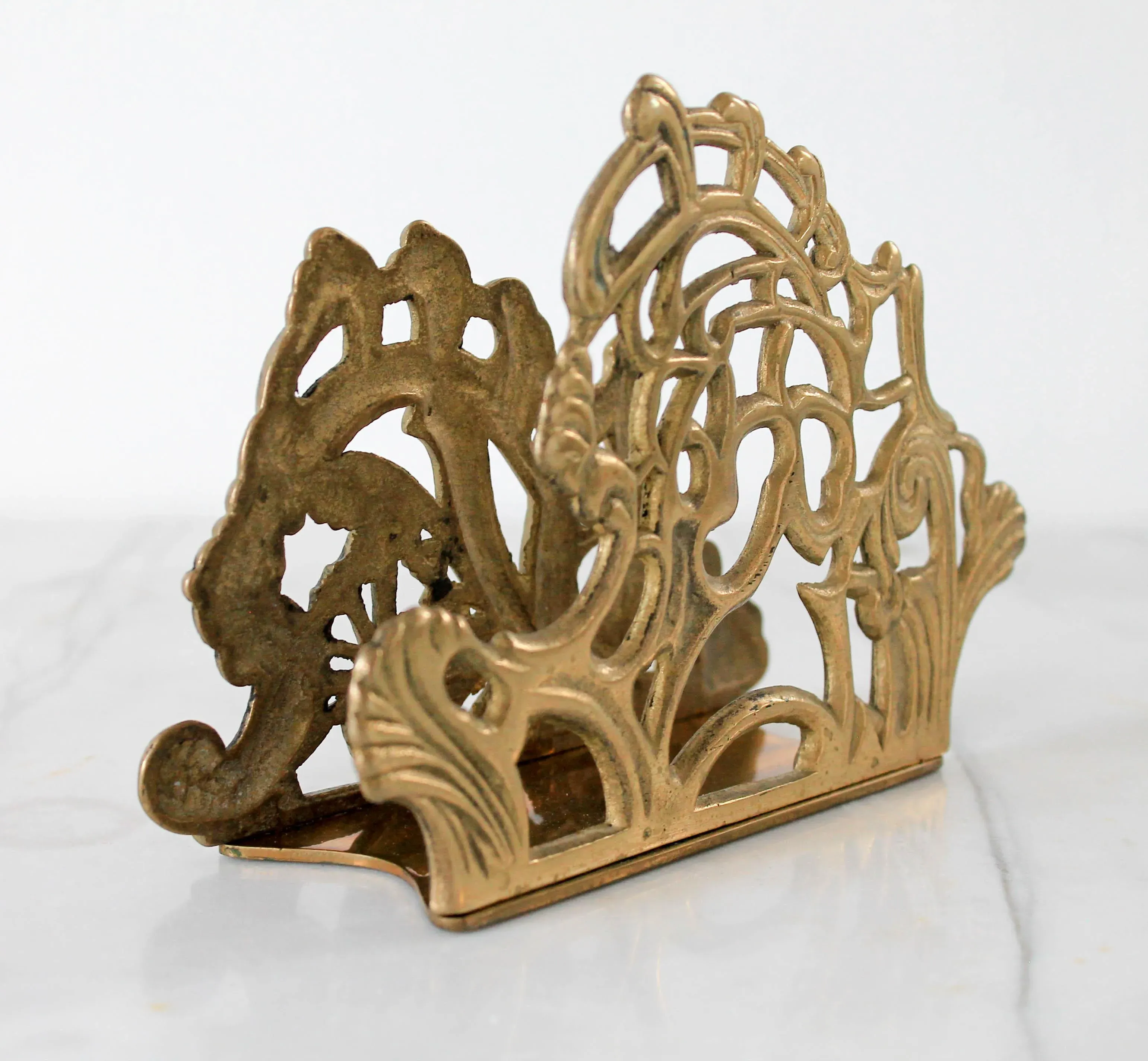 Antique brass napkin holder store