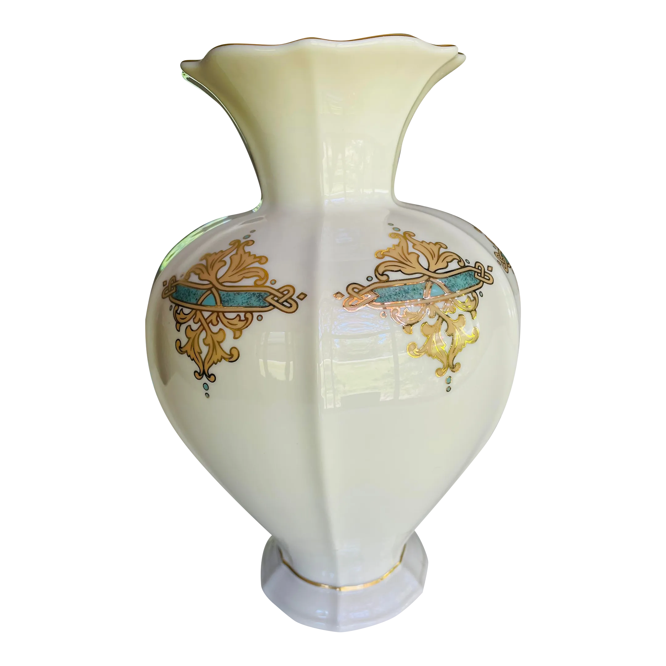 1990's Lenox Catalan 24K Gold Trim & Decor Porcelain Vase | Chairish