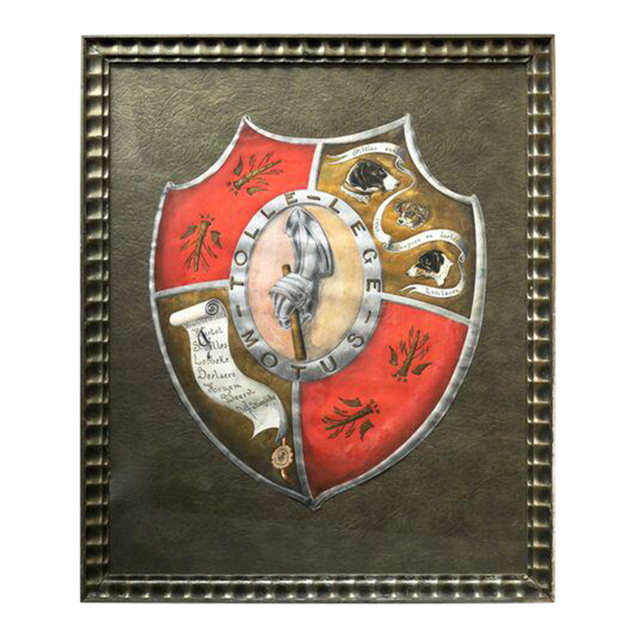 Antique Family Crest W/Chronicle of Dogs | Chairish